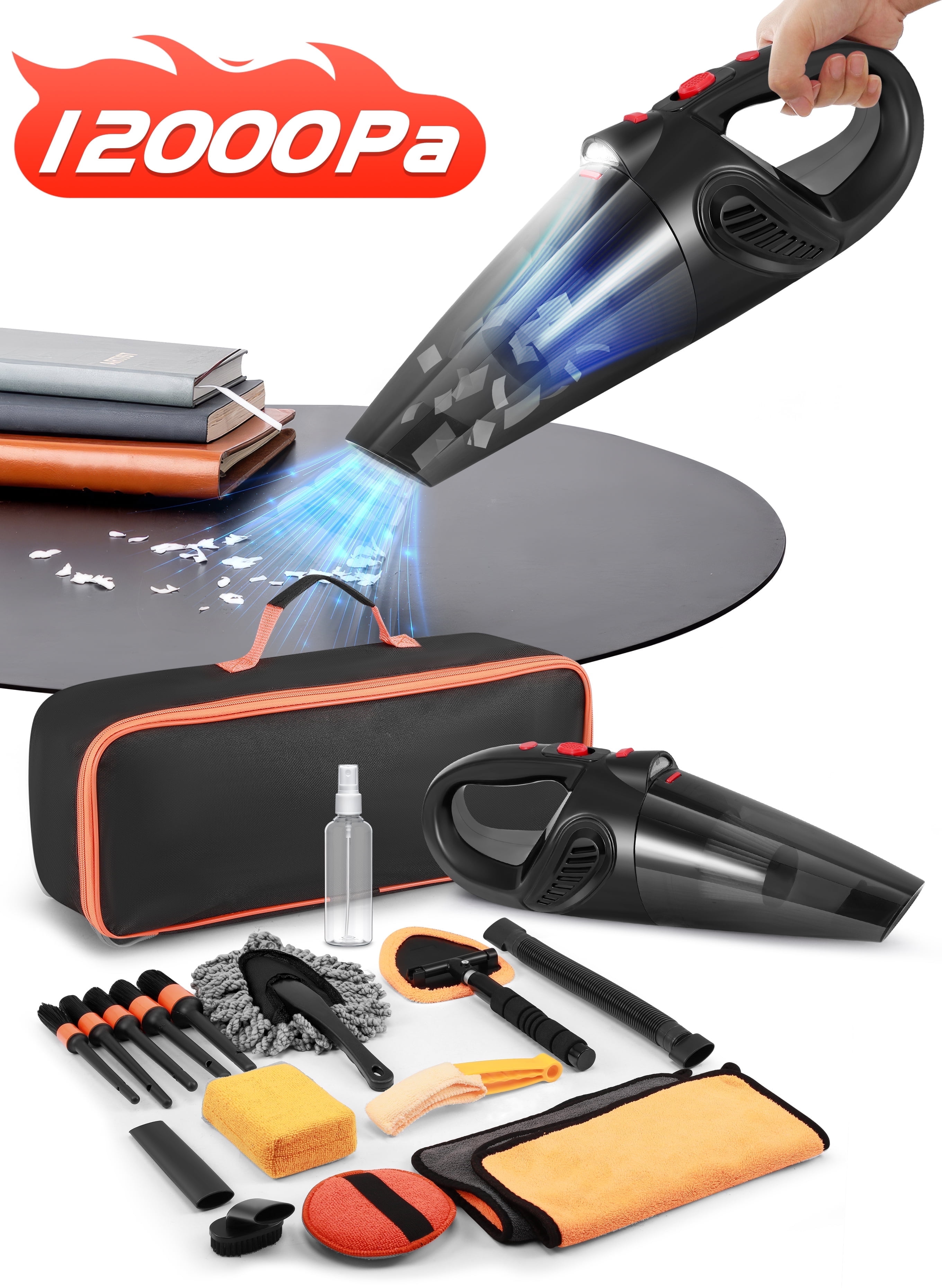 ALILYY 22Pcs Car Cleaning Kit Interior Cleaner with 12000PA Cordless ...