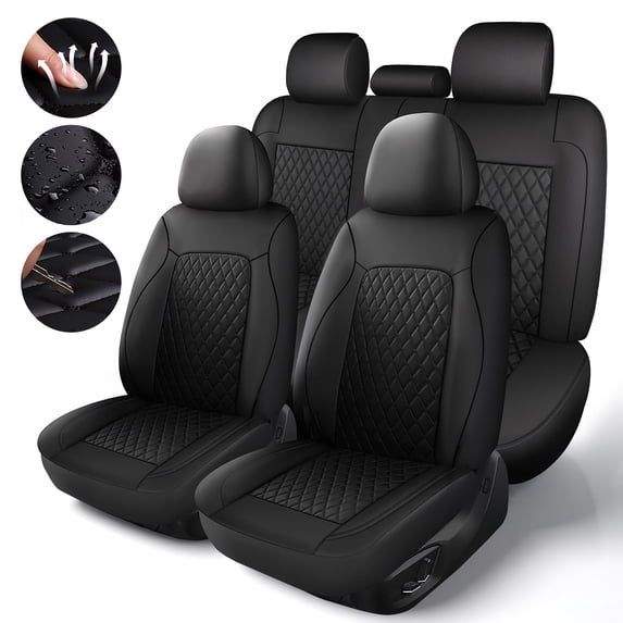 ALILYY Car Seat Covers Full Set, Waterproof for 5 Seats, Black ...
