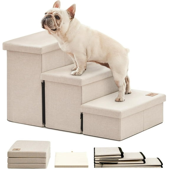 ALILYY Dog Step Stair, 3-Step Pet Stairs with Storage Boxes, 17 ...