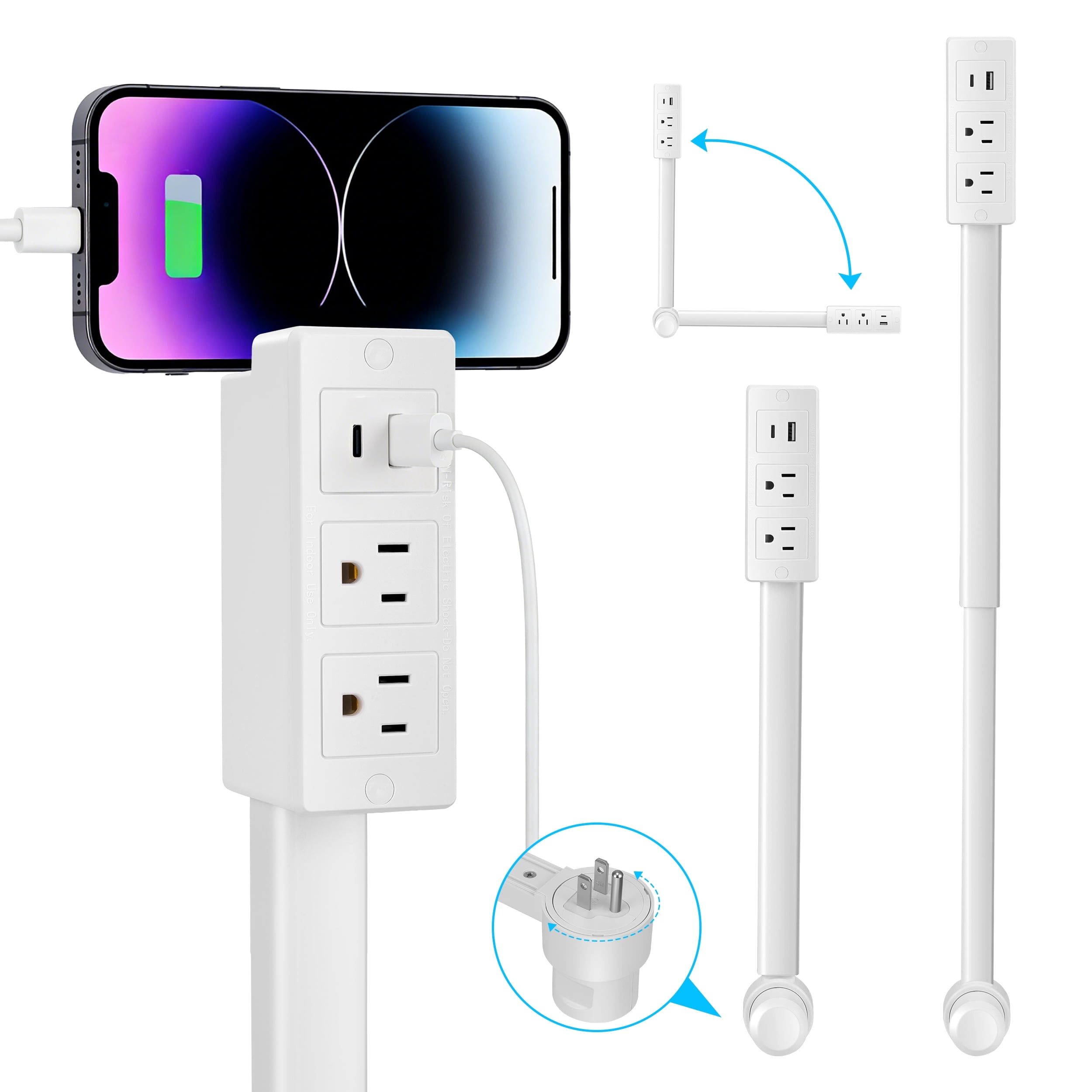 ALILYY Outlet Extender Stick Electrical Outlet Extender Wall Plug ...