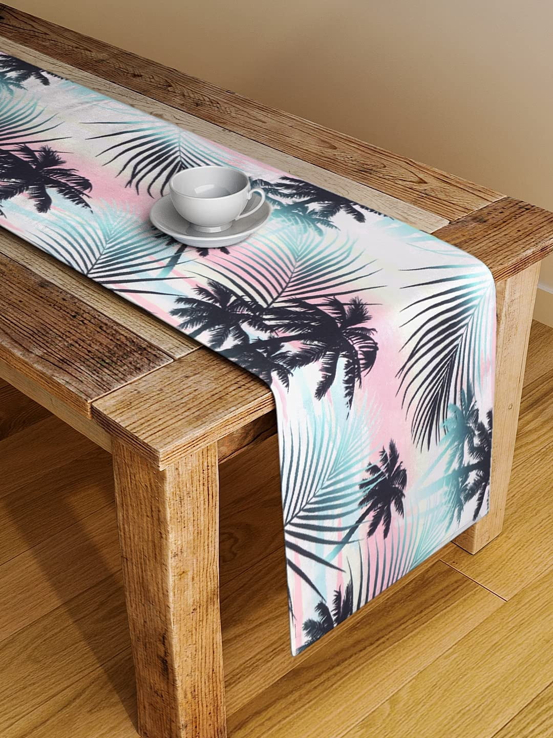 ALINA DECOR Poly Cotton Palm Tree Pattern HD Printed Washable Runner ...