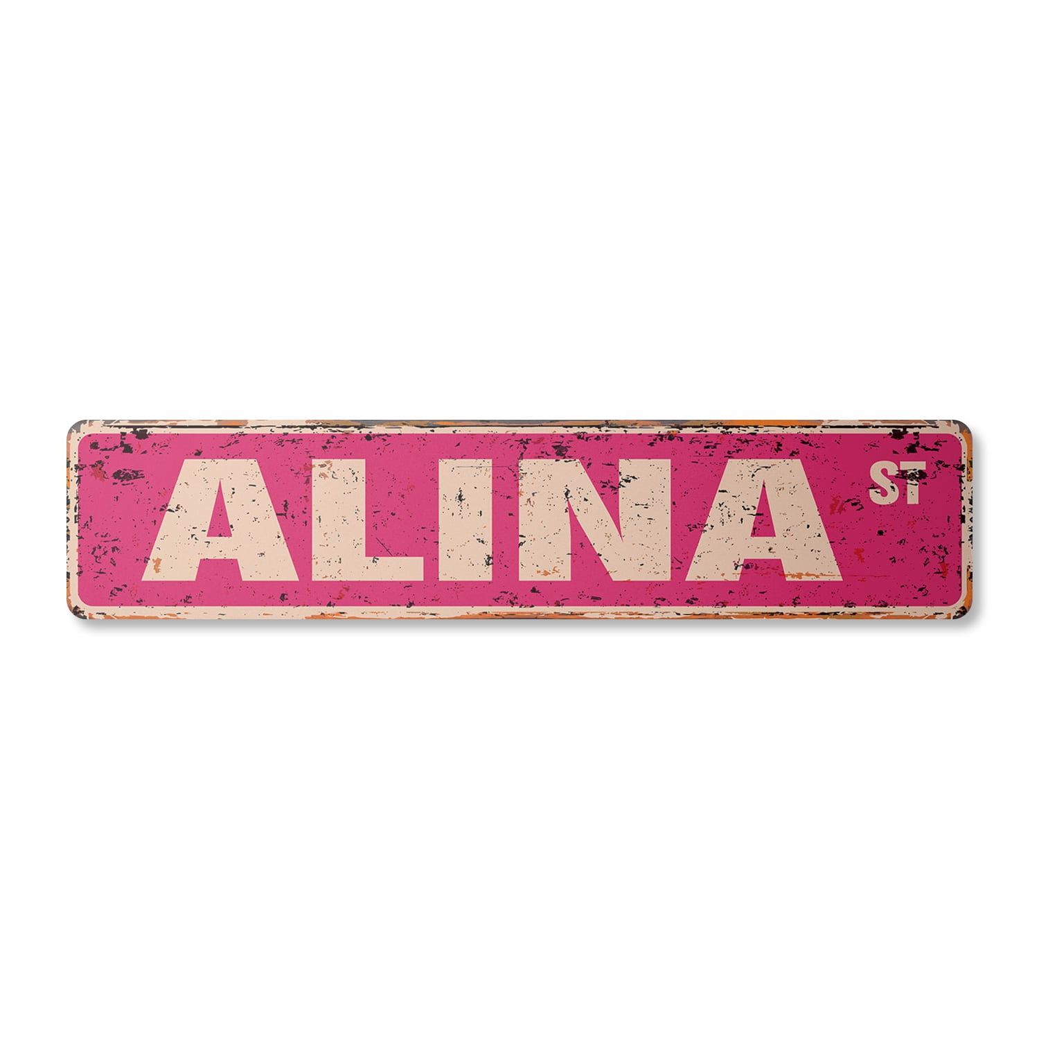 ALINA Vintage Plastic Street Sign Childrens Name Room Sign | Indoor ...