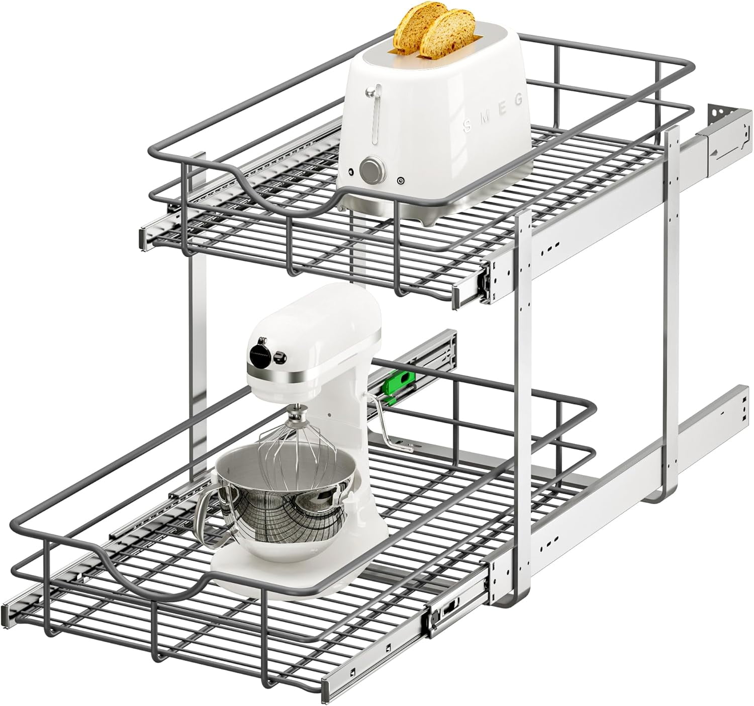 ALINE FURNITURE 2-Tier Pull Out Cabinet Organizer - 14" W x 22" D Soft ...