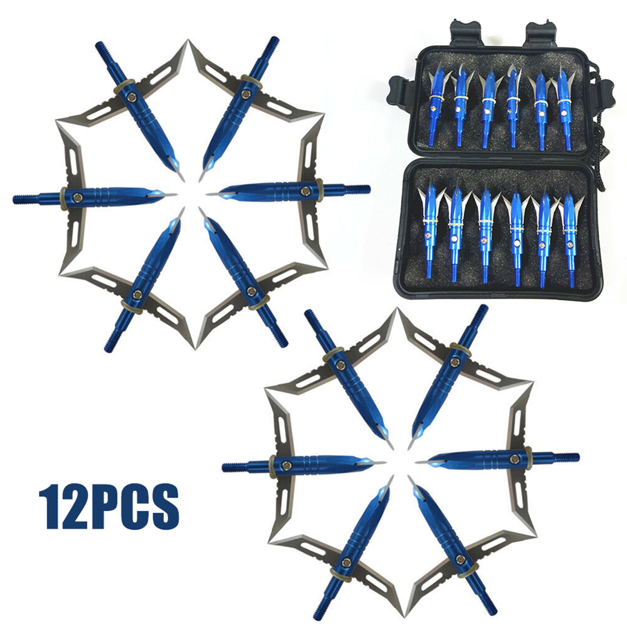 ALING 12 Pcs Crossbow Archery Arrow Broadhead 100 Grain 2-Blade Hunting ...