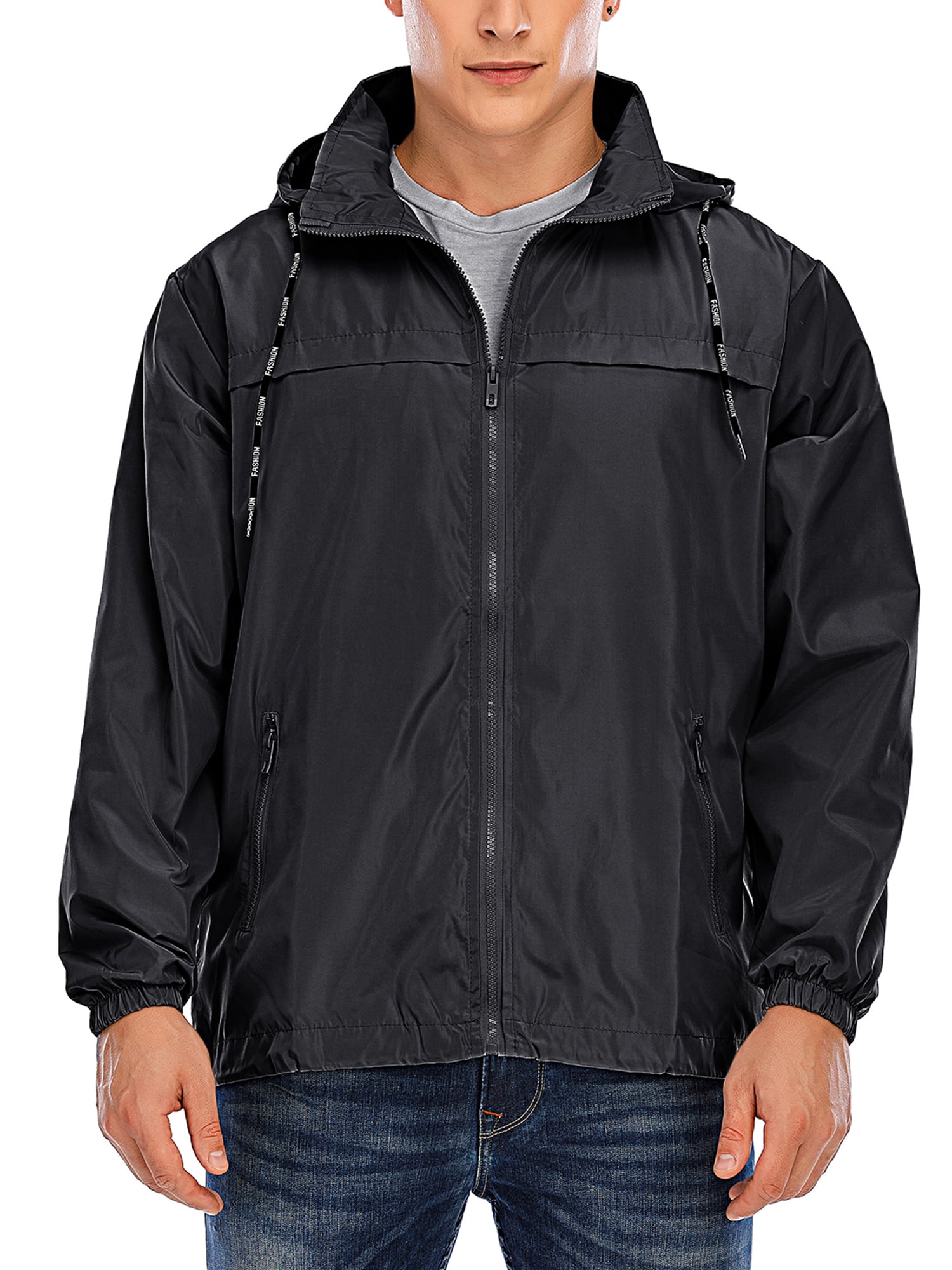 ALING Mens Hooded Jacket Lightweight Sports Windbreakers Fashion Trench ...