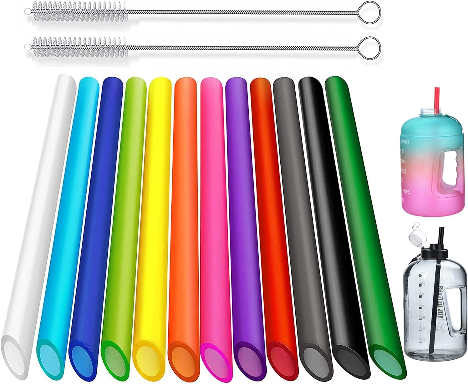 ALINK 12 PCS Reusable Plastic Boba Straws, 13 inch Long 0.51 Extra Wide ...