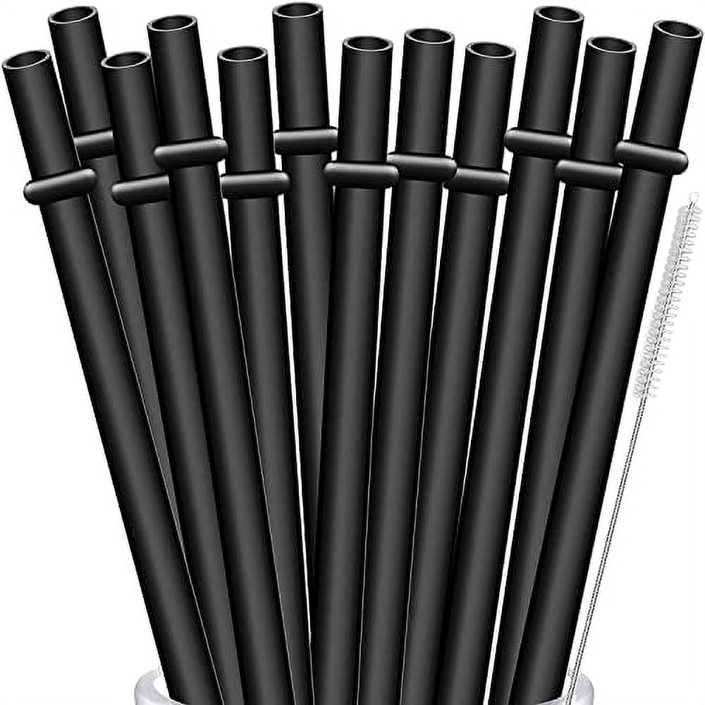 ALINK 13 inch Extra .. .. Long Reusable Plastic .. Black .. Straws, 12 ...