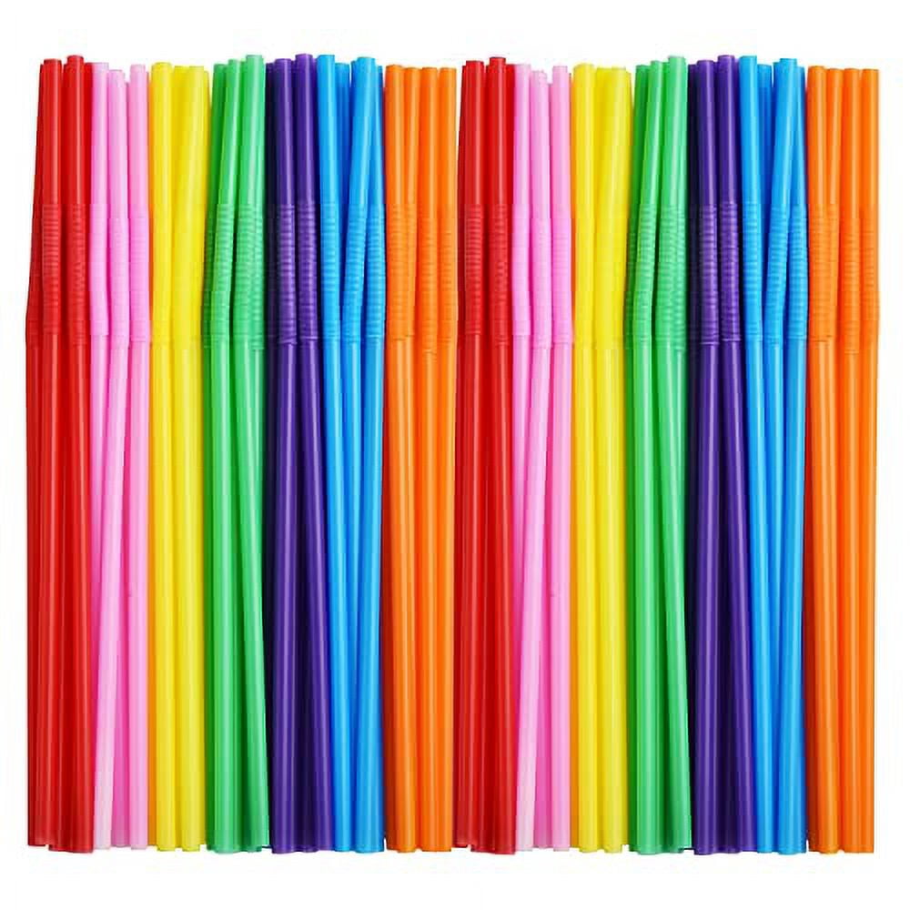 ALINK 100pcs Assorted Colored Plastic Disposable Drinking Straws, 10.2 ...