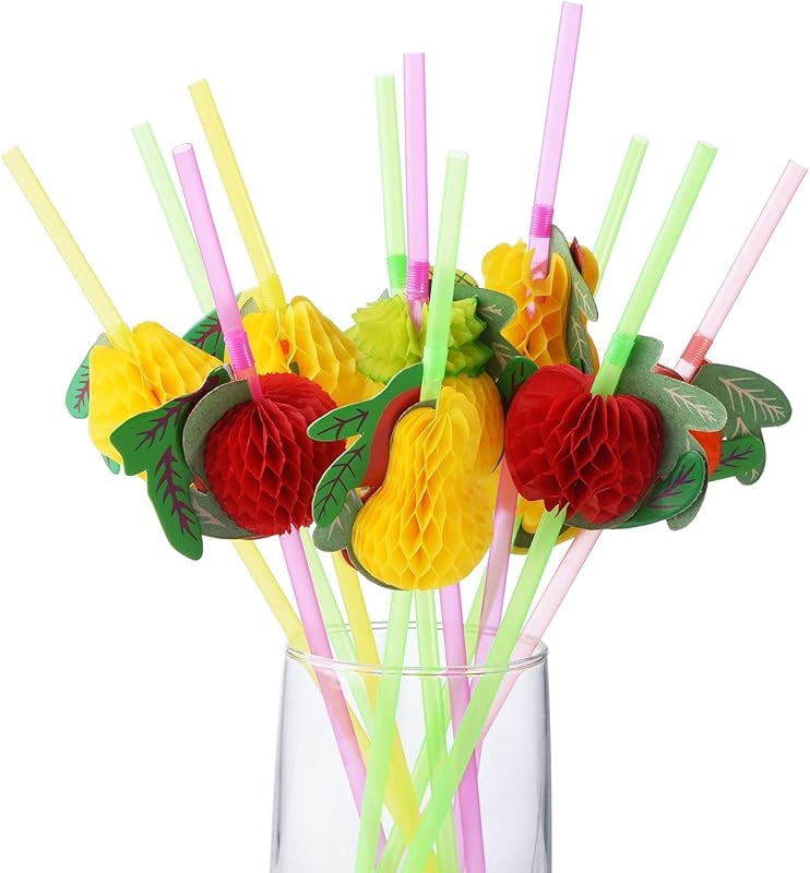 ALINK 50 Umbrella Parasol Drinking Straws, Hawaiian Beach Cocktail Luau ...
