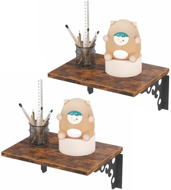 ALISENED 2 Pc Deep Floating Shelves, Wooden Wall Storage Shelves, 12 ...