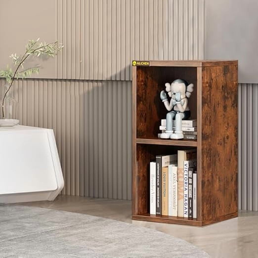 ALISENED 2-Shelf Bookcase - 2-Tier Open Cubby Storage Shelf, Sturdy ...