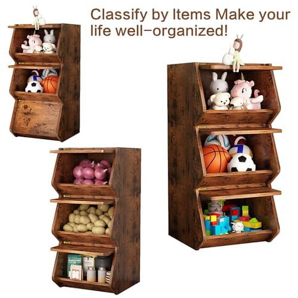 ALISENED Wooden Stackable Storage Box with Drawers, Small Mordern ...