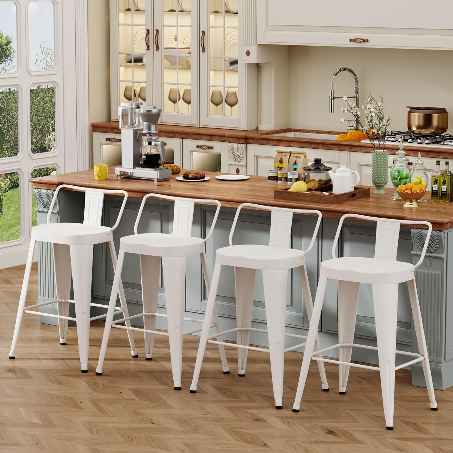 ALISH 30 Inch Bar Stools Set of 4, Industrial Metal Barstools Farmhouse ...