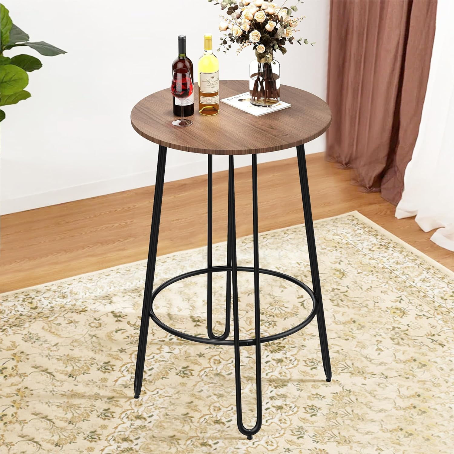 ALISH 40.5" Round Bar Table Pub Table Counter Height Tall Table Bistro Dining Bar Table with ...