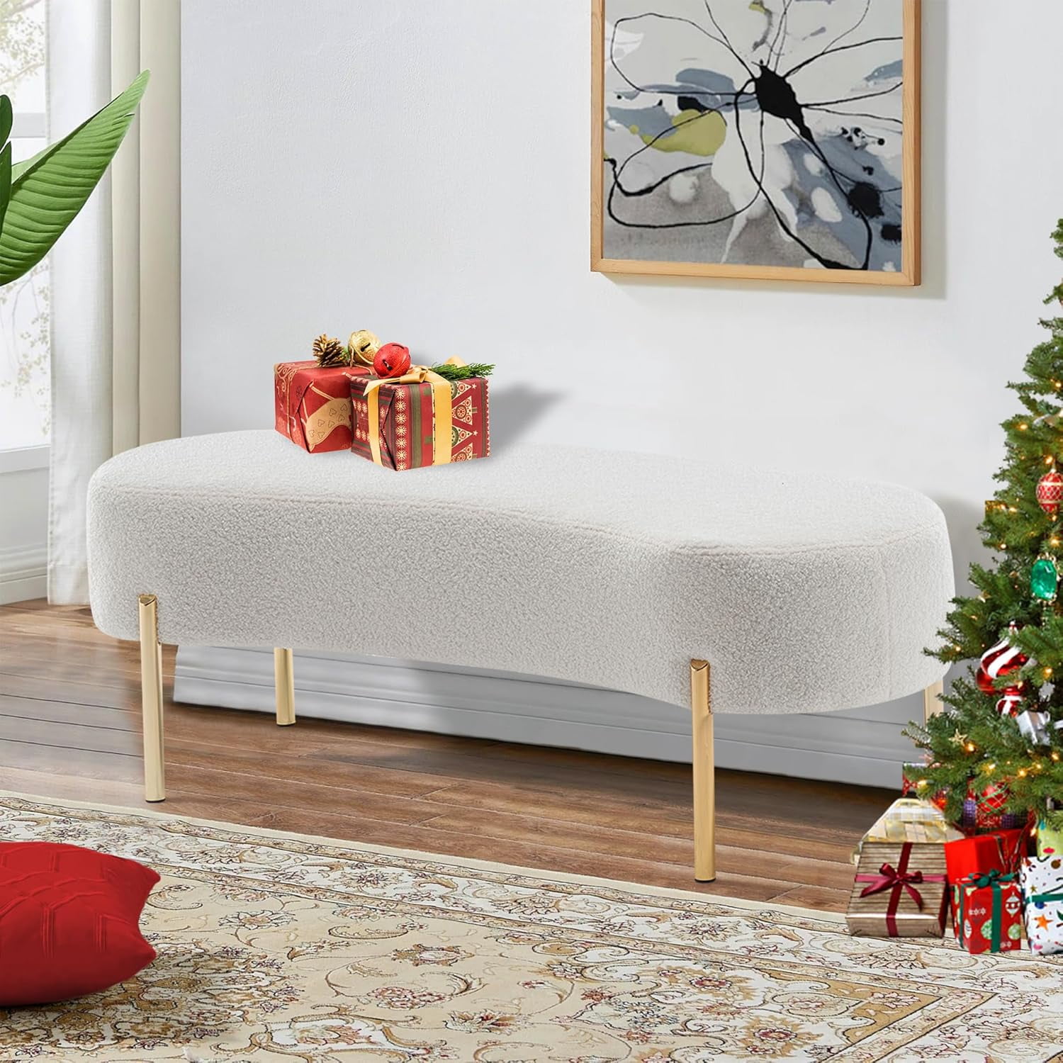 ALISH Upholstered Bench Modern Ottoman Bench Bed Bench Entryway Bench ...