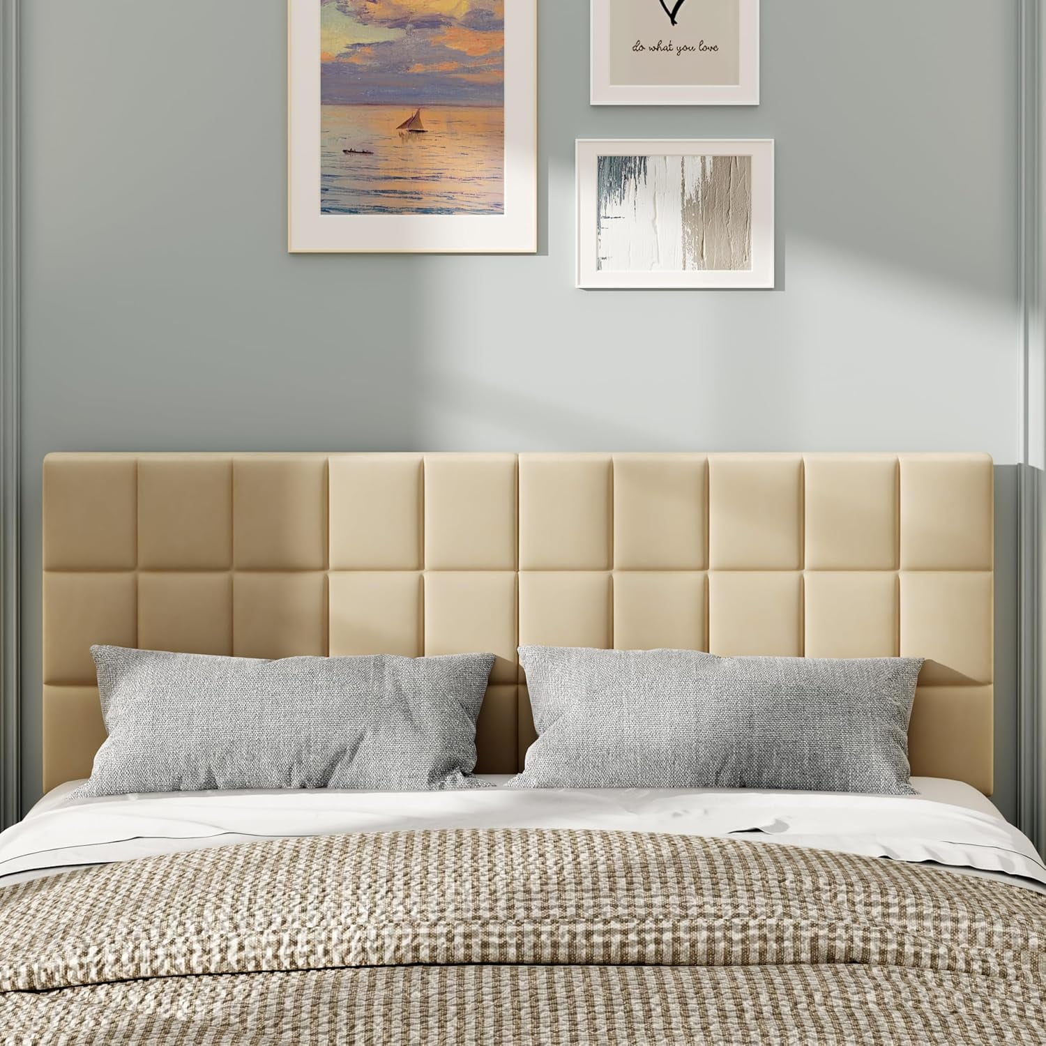 ALISH Velvet Tufted Headboard with Adjustable Height and Width ...