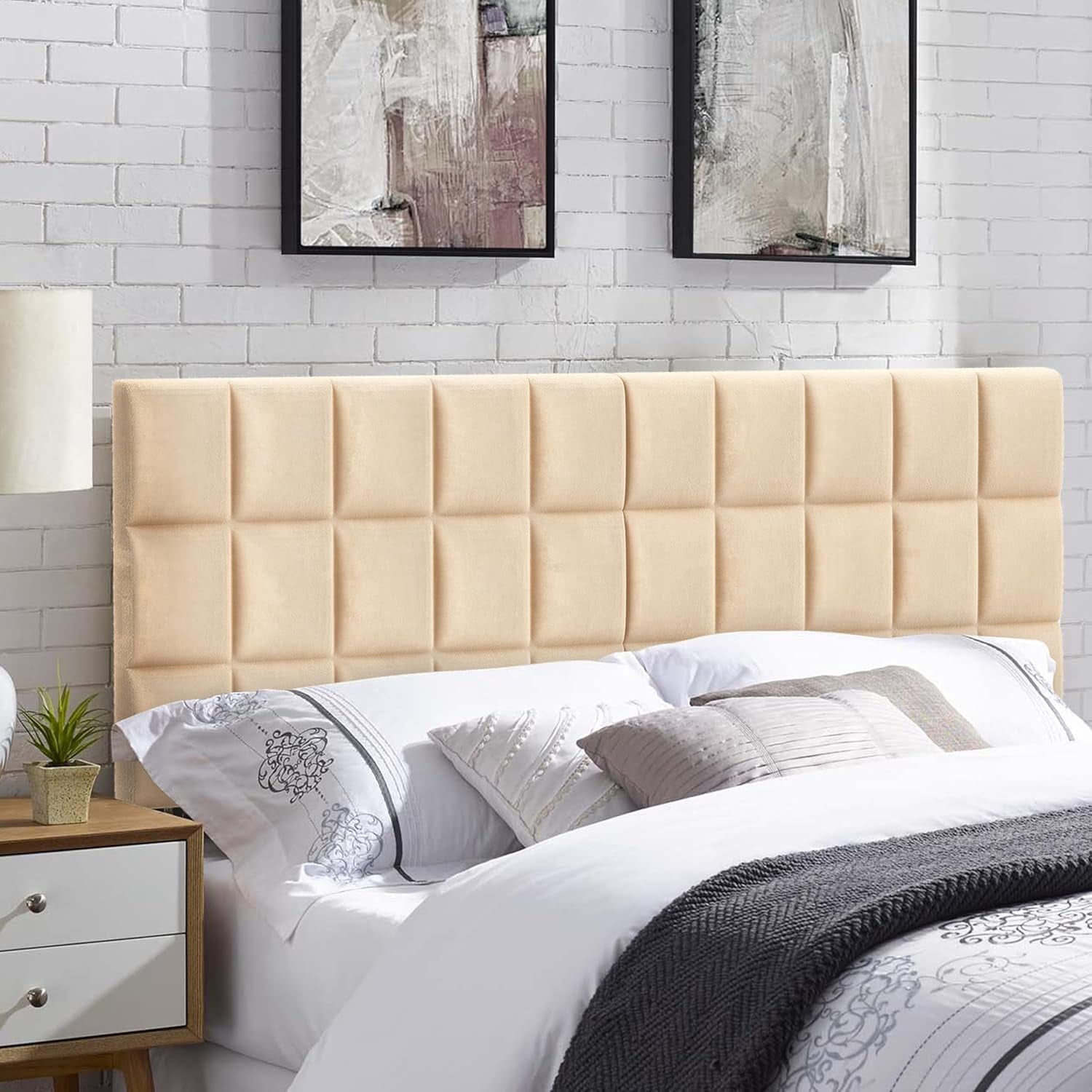ALISH Velvet Tufted Headboard for King Size Bed, Adjustable Height ...