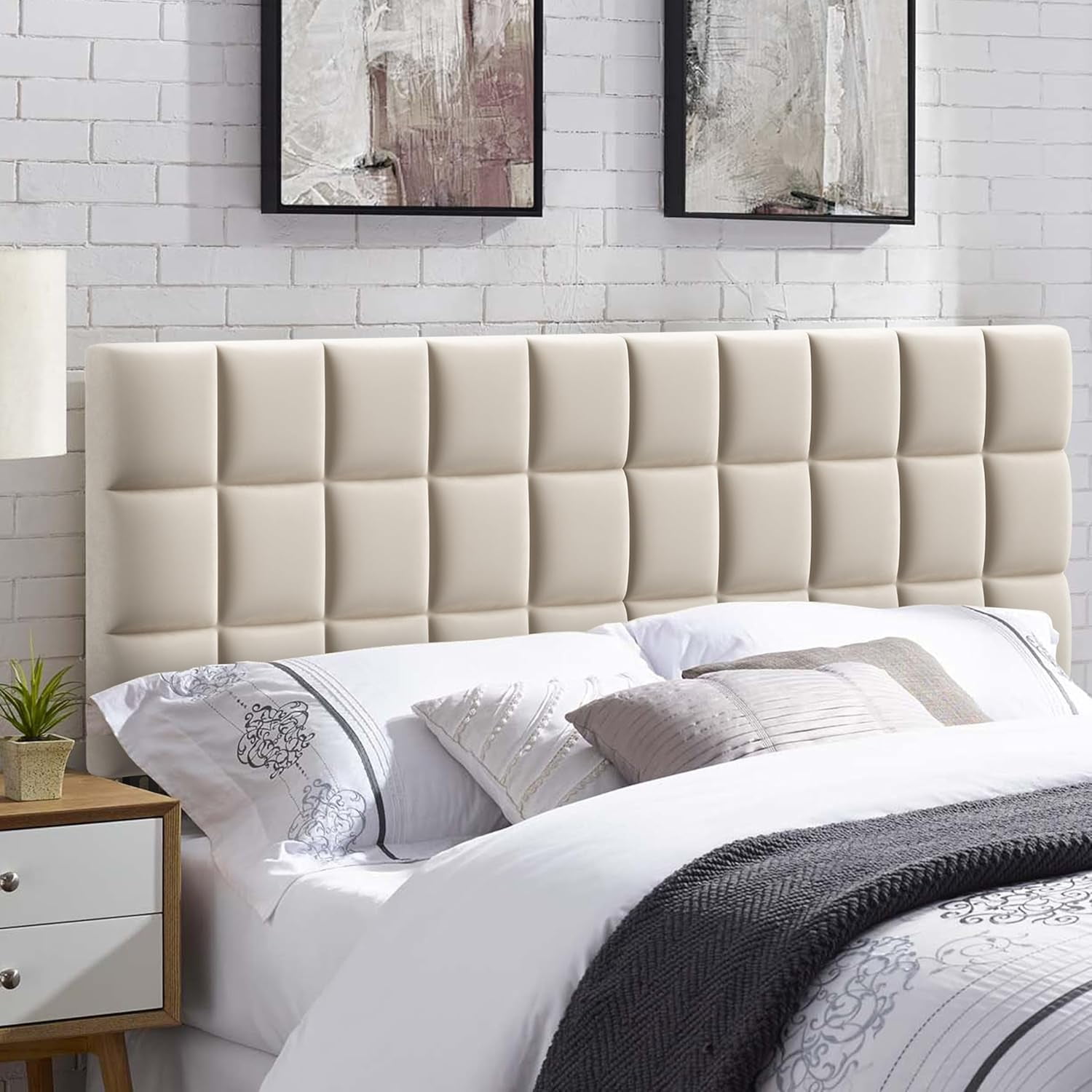 ALISH Velvet Tufted Headboard for King Size Bed, Adjustable Height ...