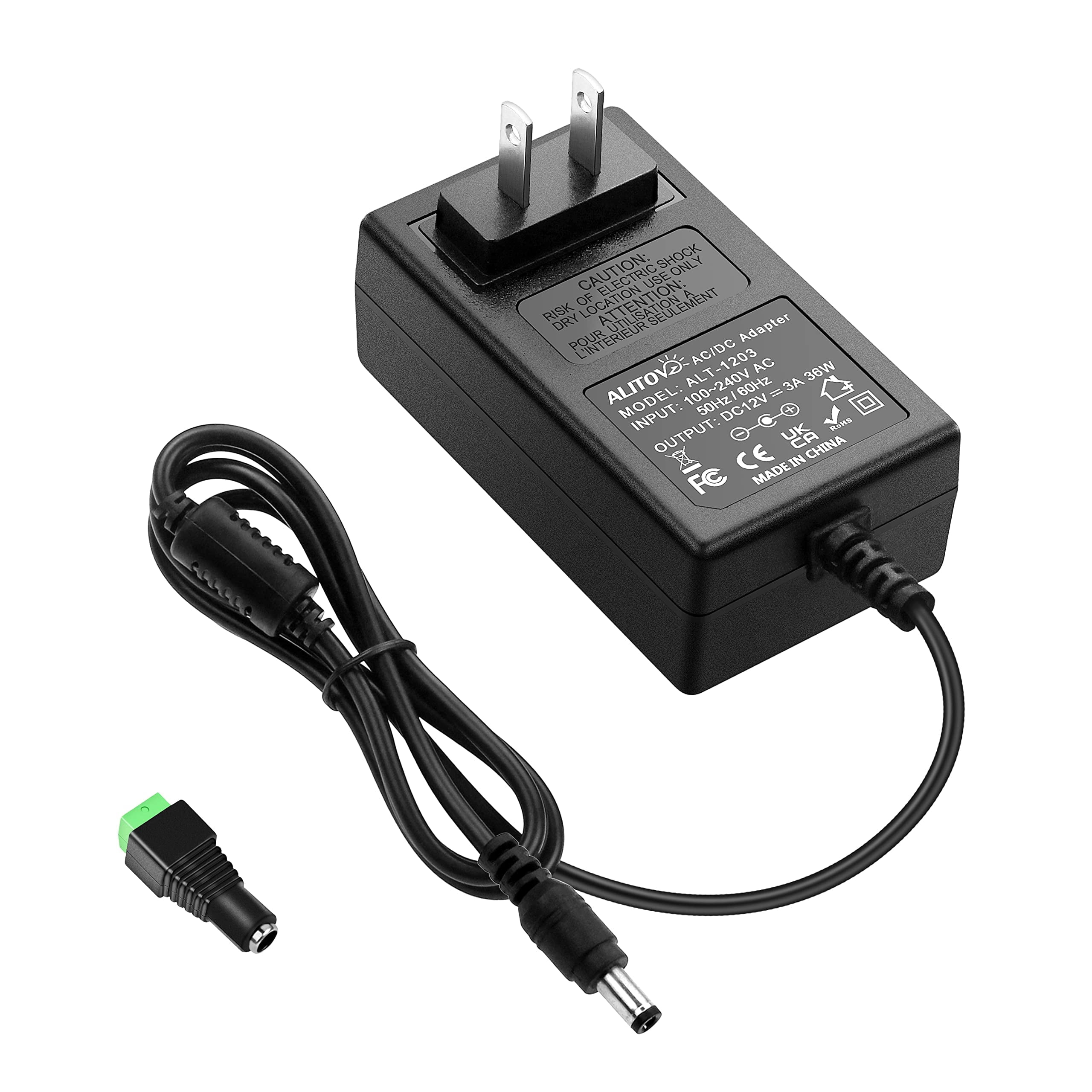 ALITOVE 12V 3A Power Supply Adapter 100~240V AC to DC 12 Volt 3 Amp 36W ...