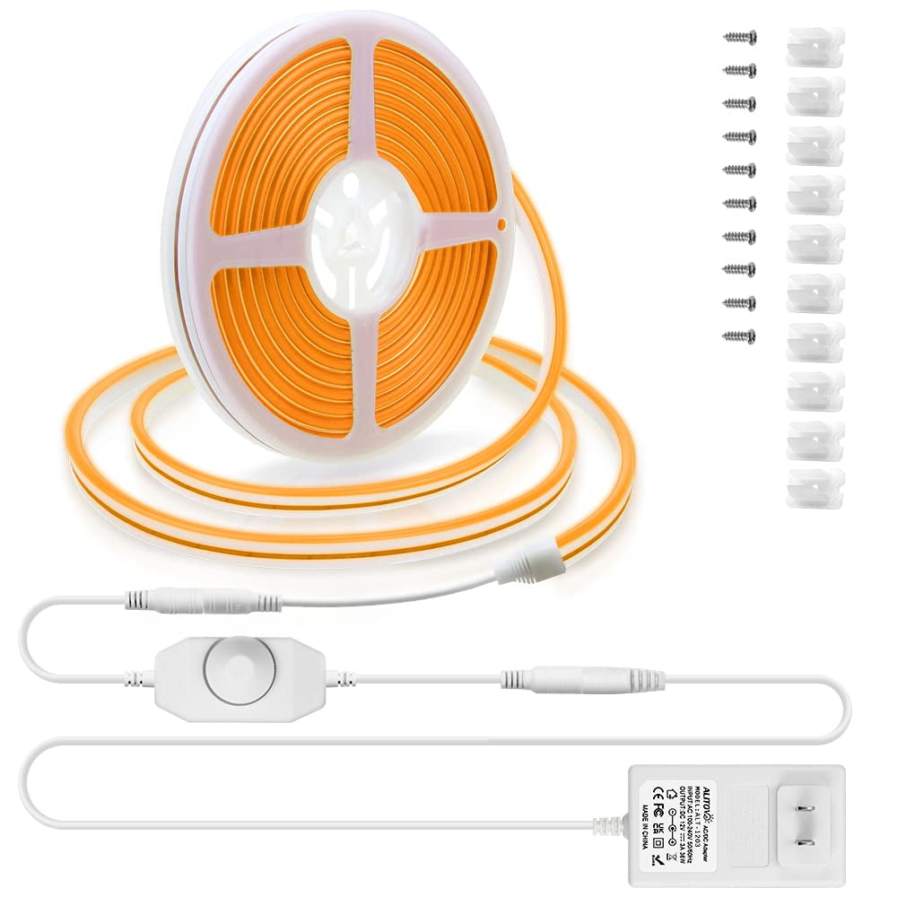ALITOVE 16.4ft Orange Neon LED Light Strip 12V Flexible Waterproof with ...