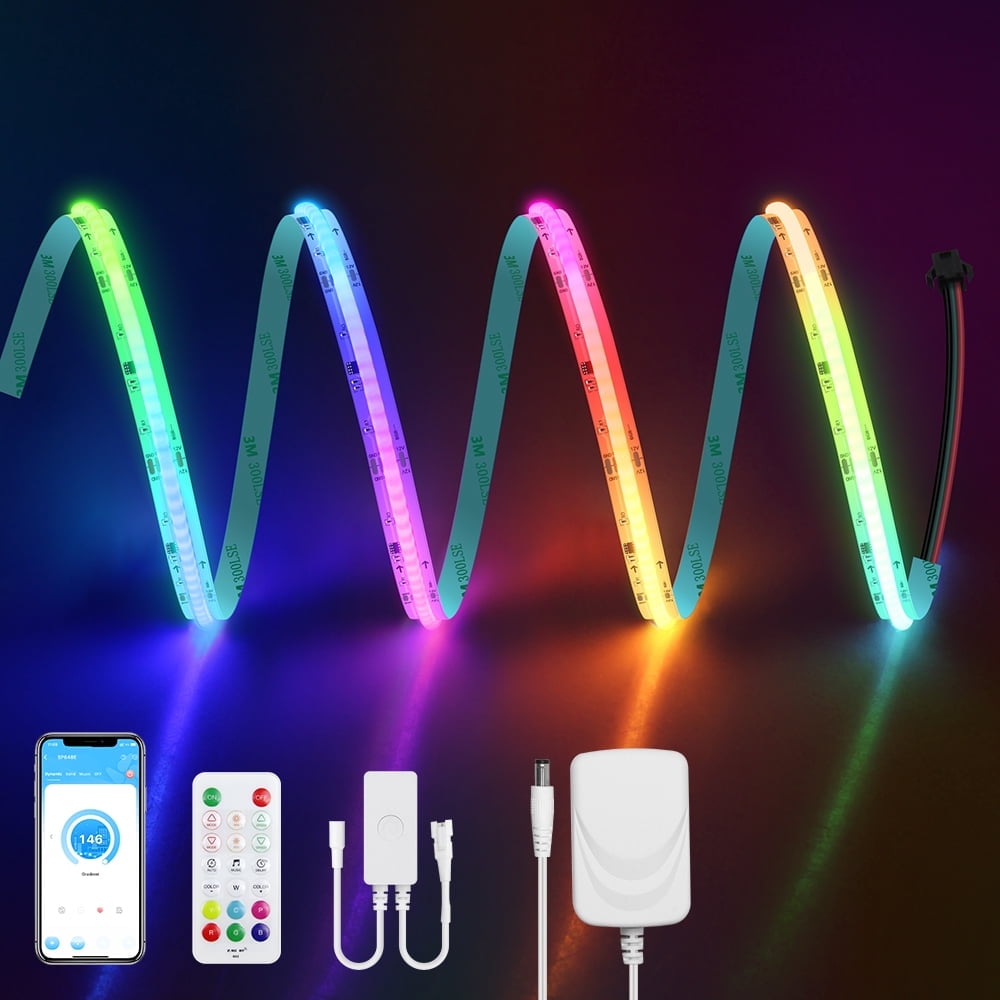 ALITOVE 6.56ft COB LED Strip Lights WS2811 Addressable RGB IC 1440LEDs ...