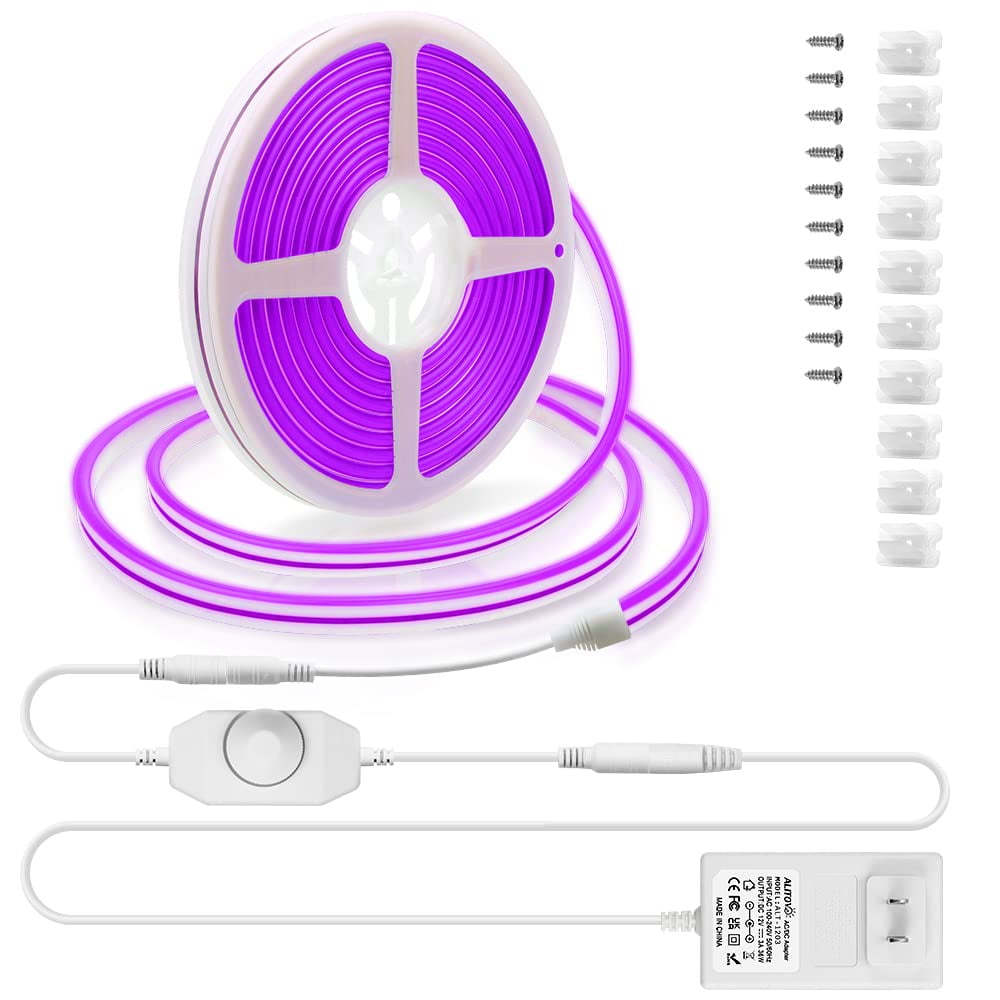 ALITOVE Purple Neon Strip Lights 16.4ft 600LEDs Dimmable Waterproof for ...