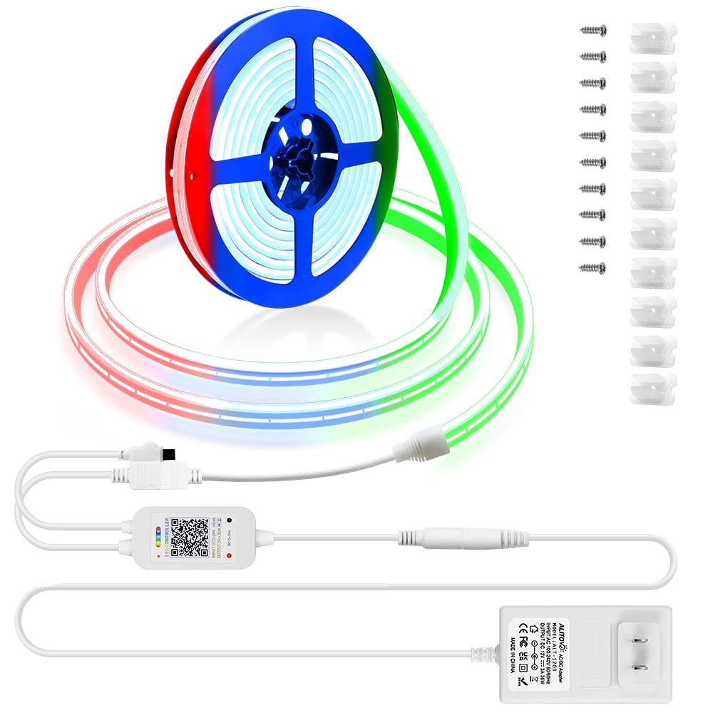 ALITOVE RGB Neon LED Strip Lights 16.4ft Music Sync Color Changing App ...