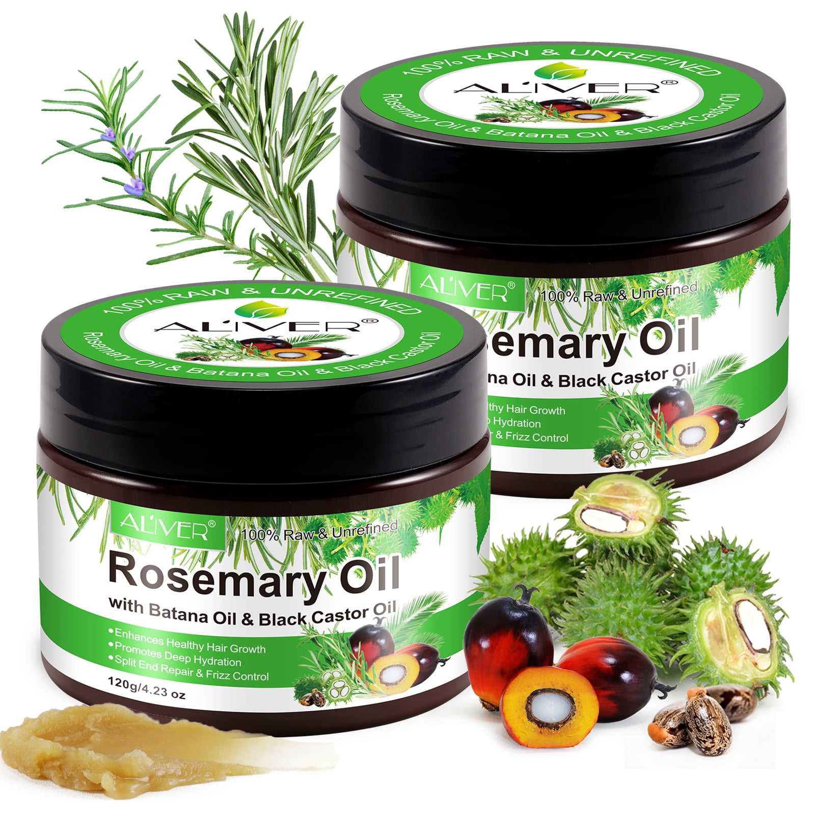 ALIVER 100% Raw & Unrefined Rosemary Oil with Batana & Black Castor Oil ...