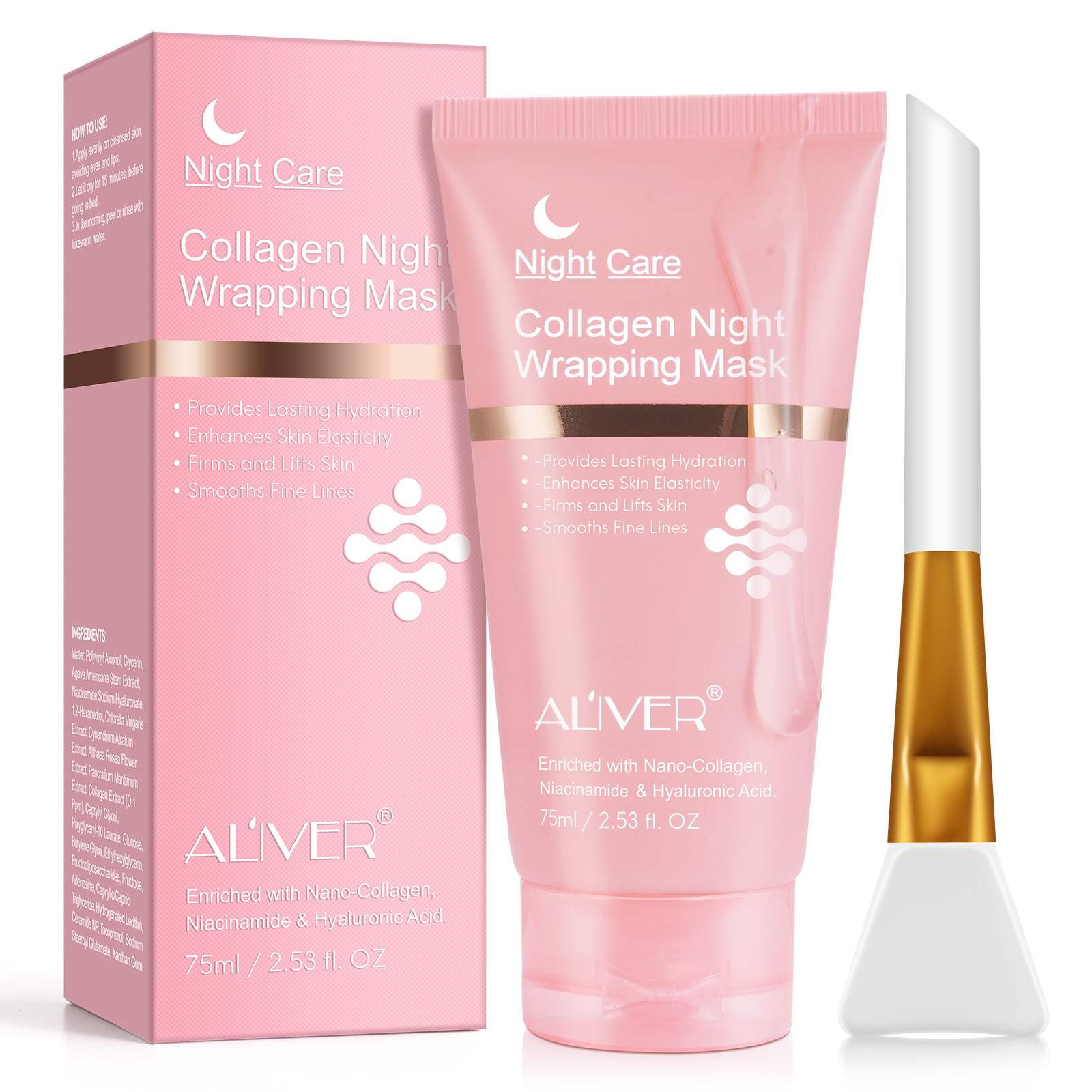 ALIVER Collagen Night Wrapping Mask, Peel Off Collagen Face Mask for Women, Elasticity ...