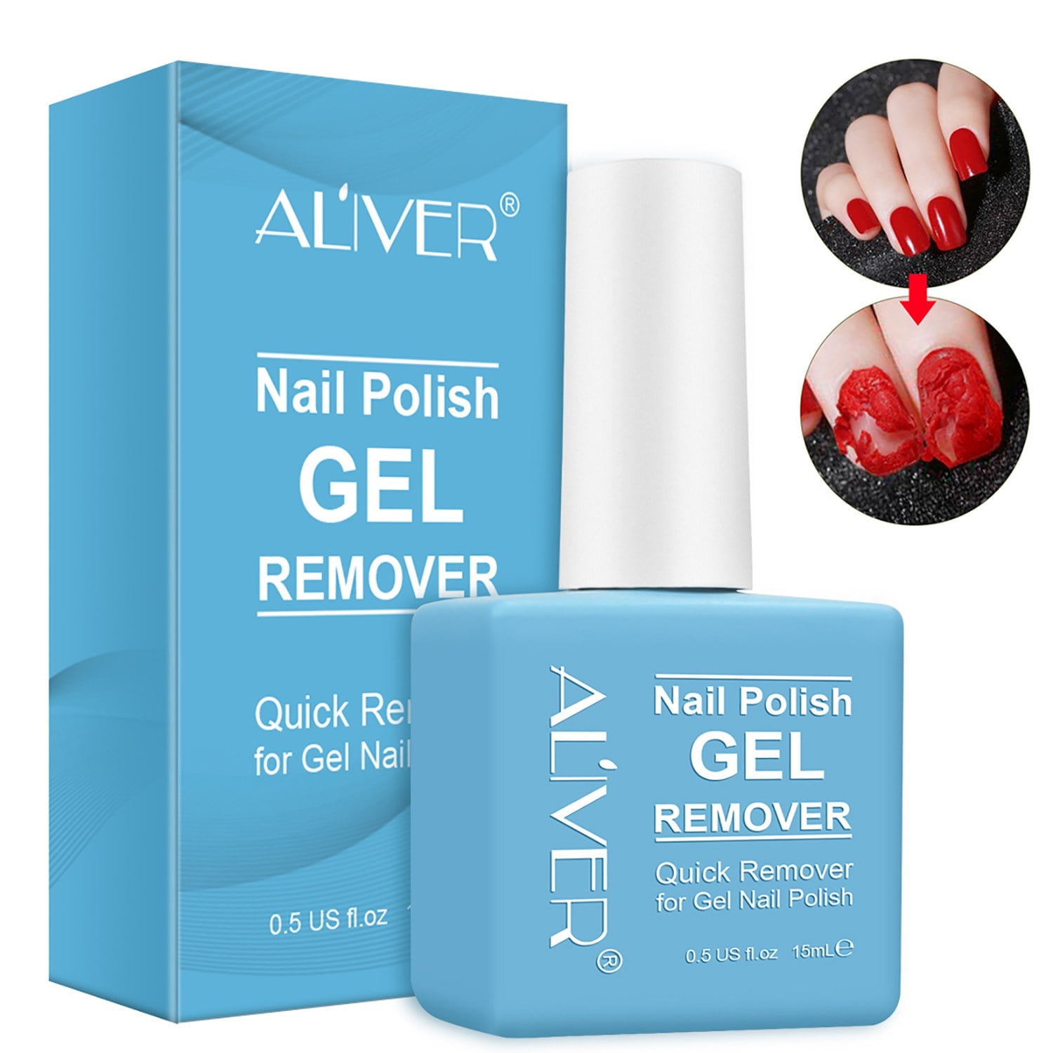 ALIVER Gel Polish Remover, Quick Soak-Off Gel Cleanser for Nails, Burst ...