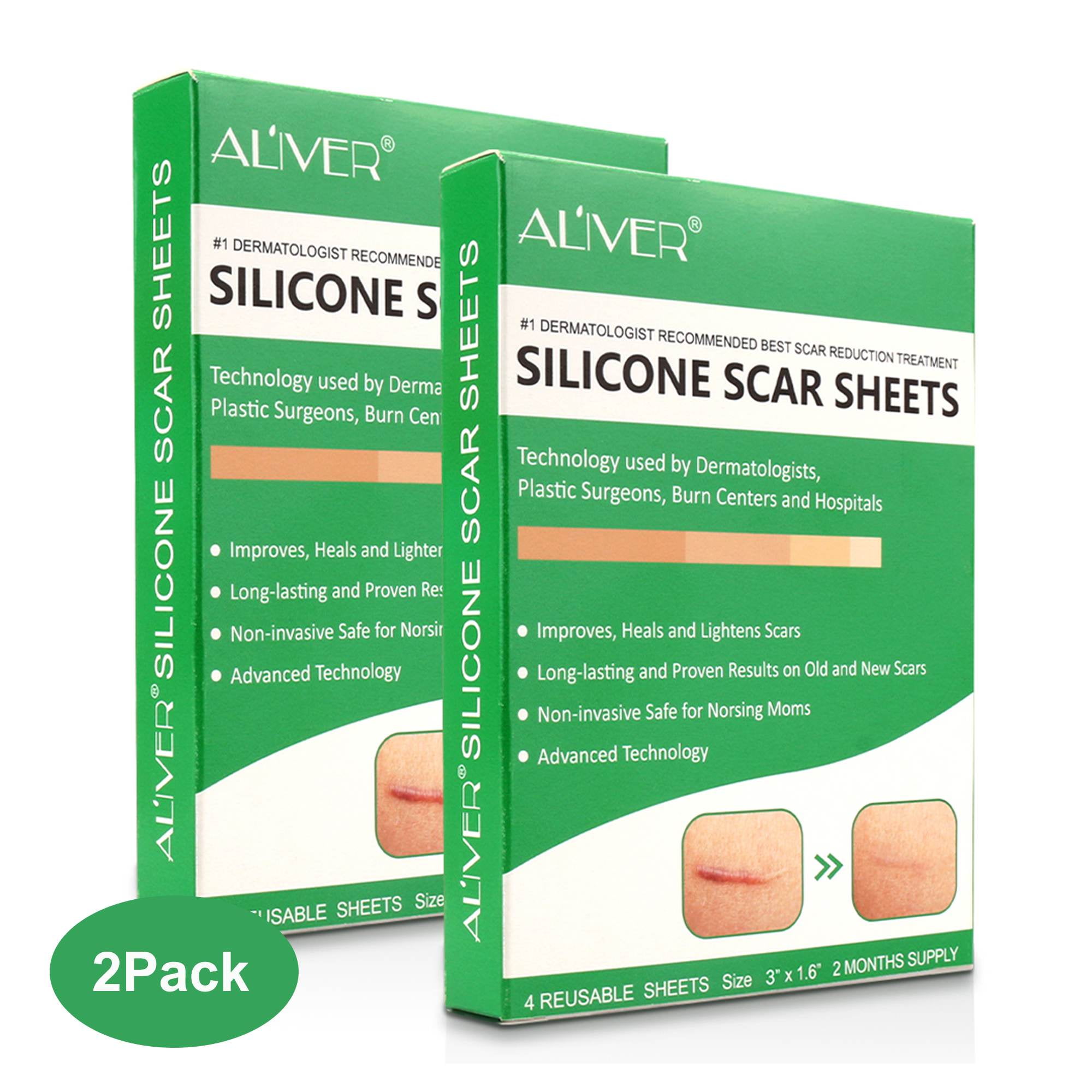 ALIVER Silicone Scar Sheets, 4PCS Silicone Scar Tape for Surgical Scars ...