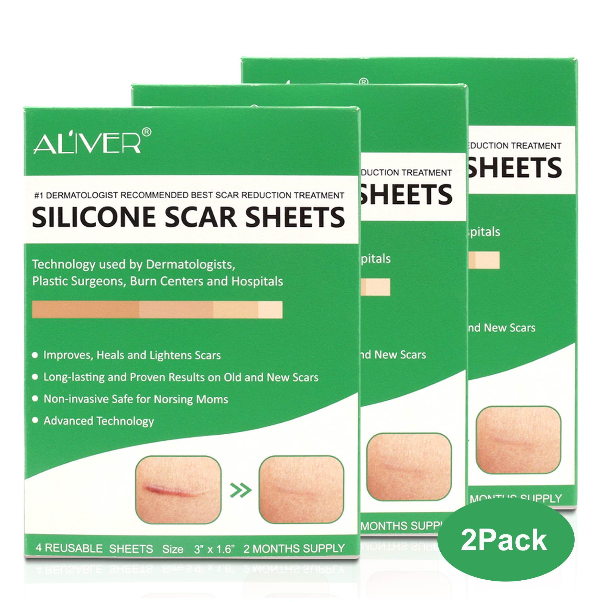 ALIVER Silicone Scar Sheets, 4PCS Silicone Scar Tape for Surgical Scars ...