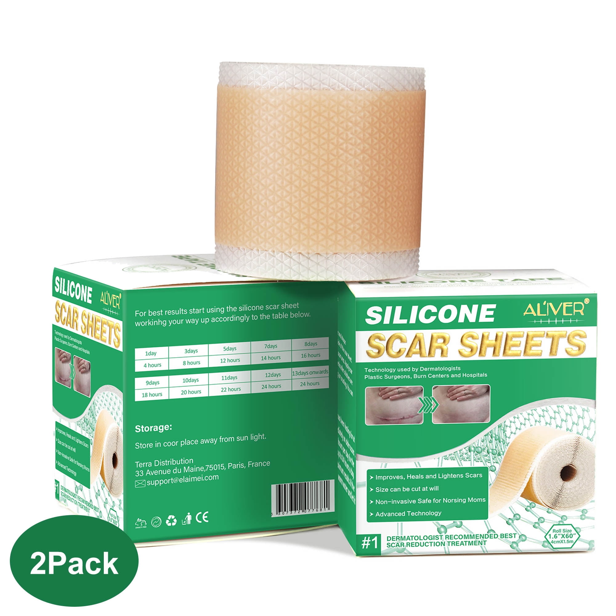 ALIVER Silicone Scar Sheets, Silicone Scar Tape, 1.6”x 60” Roll-1.5M ...