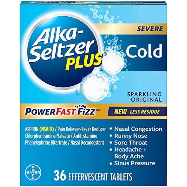ALKA-SELTZER PLUS Severe Cold Sparkling Original POWERFAST Fizz ...