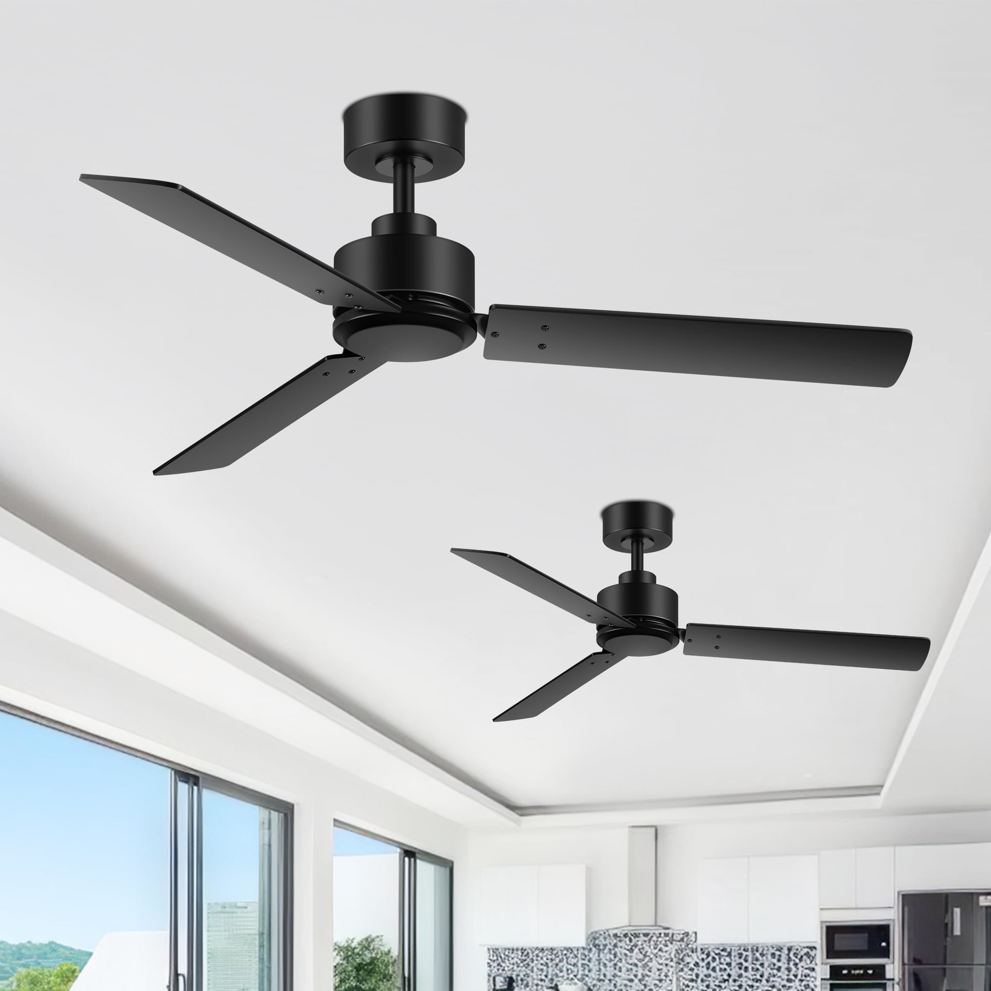 ALKAFY 2 Pack Industrial 48 Inch Remote Control Ceiling Fans Without ...