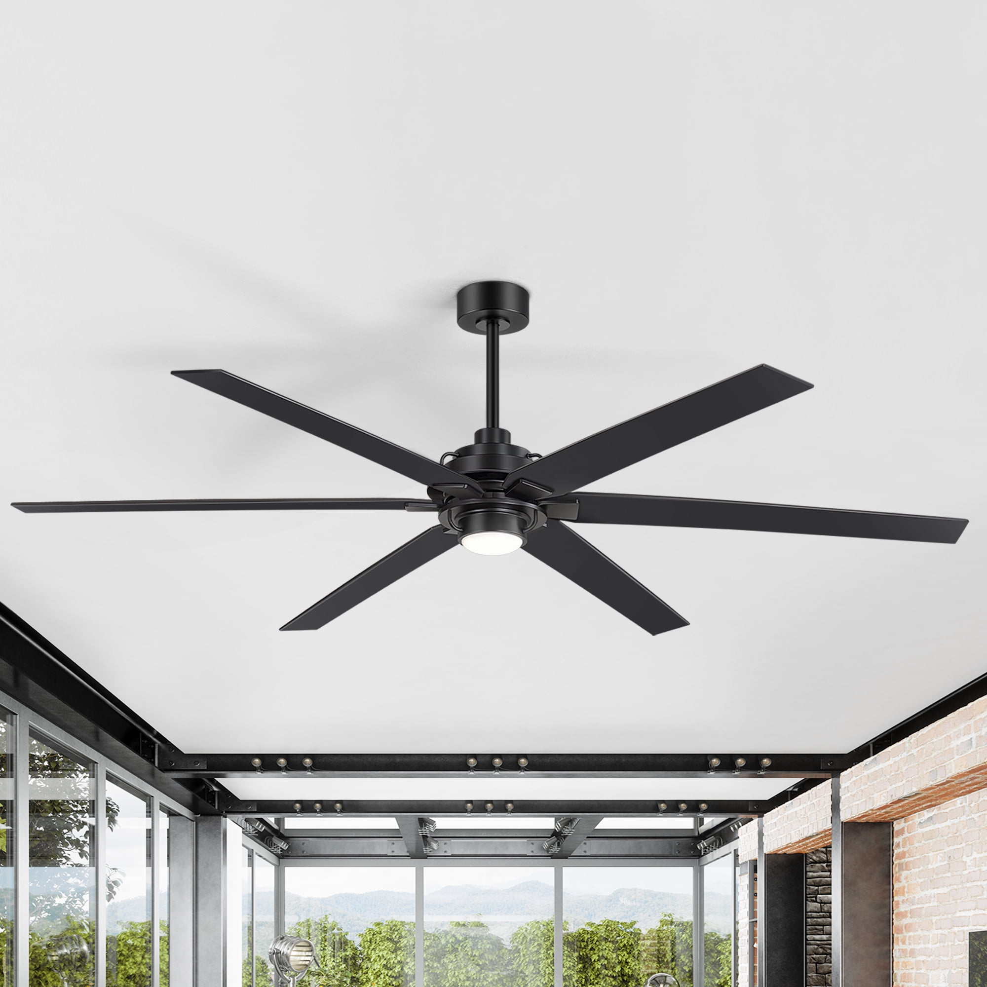 ALKAFY 72 Inch Ceiling Fan with Light and Remote, Black 6 Blade ...