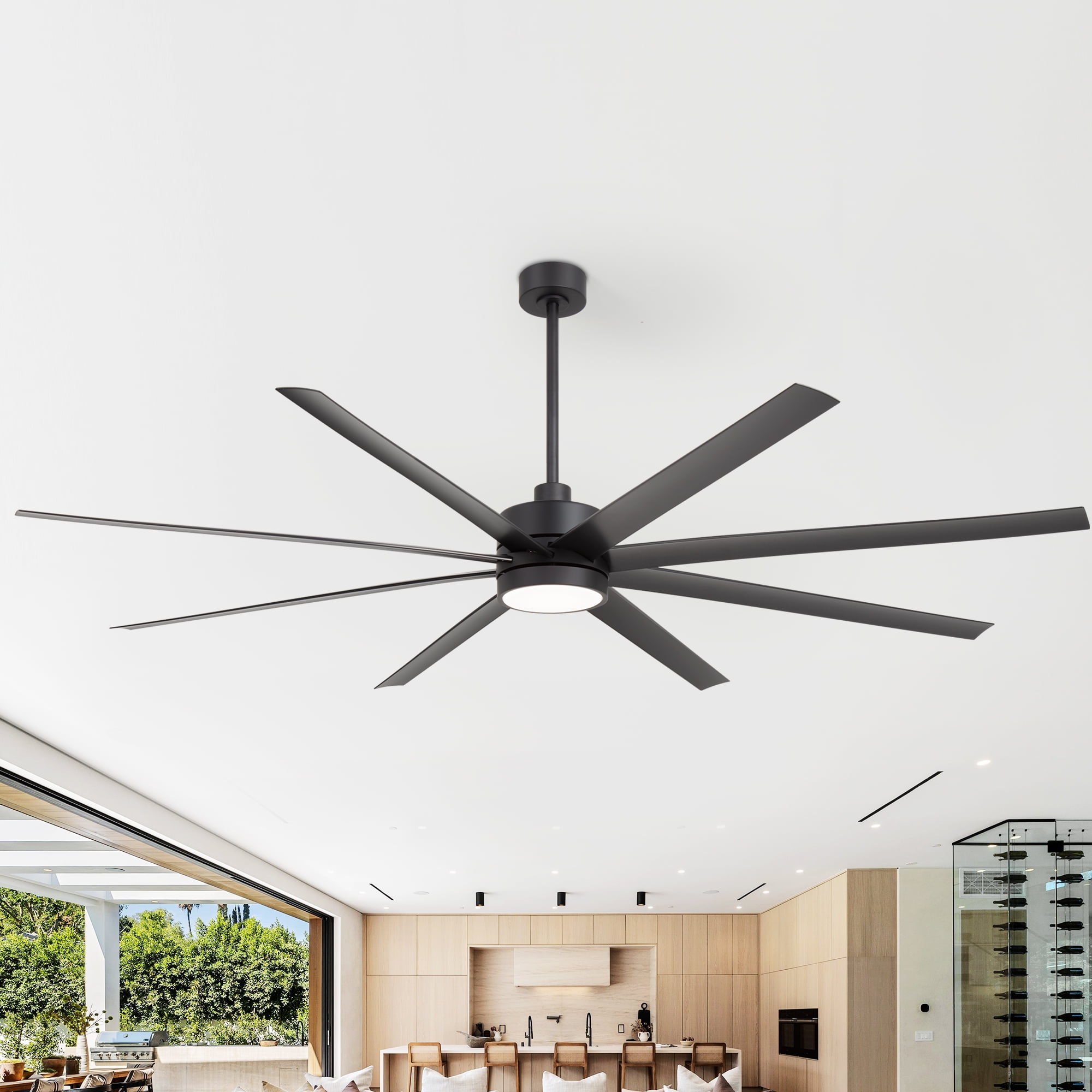 ALKAFY 84" Large Industrial Ceiling Fan with Light Kit - 8 ABS Blades ...