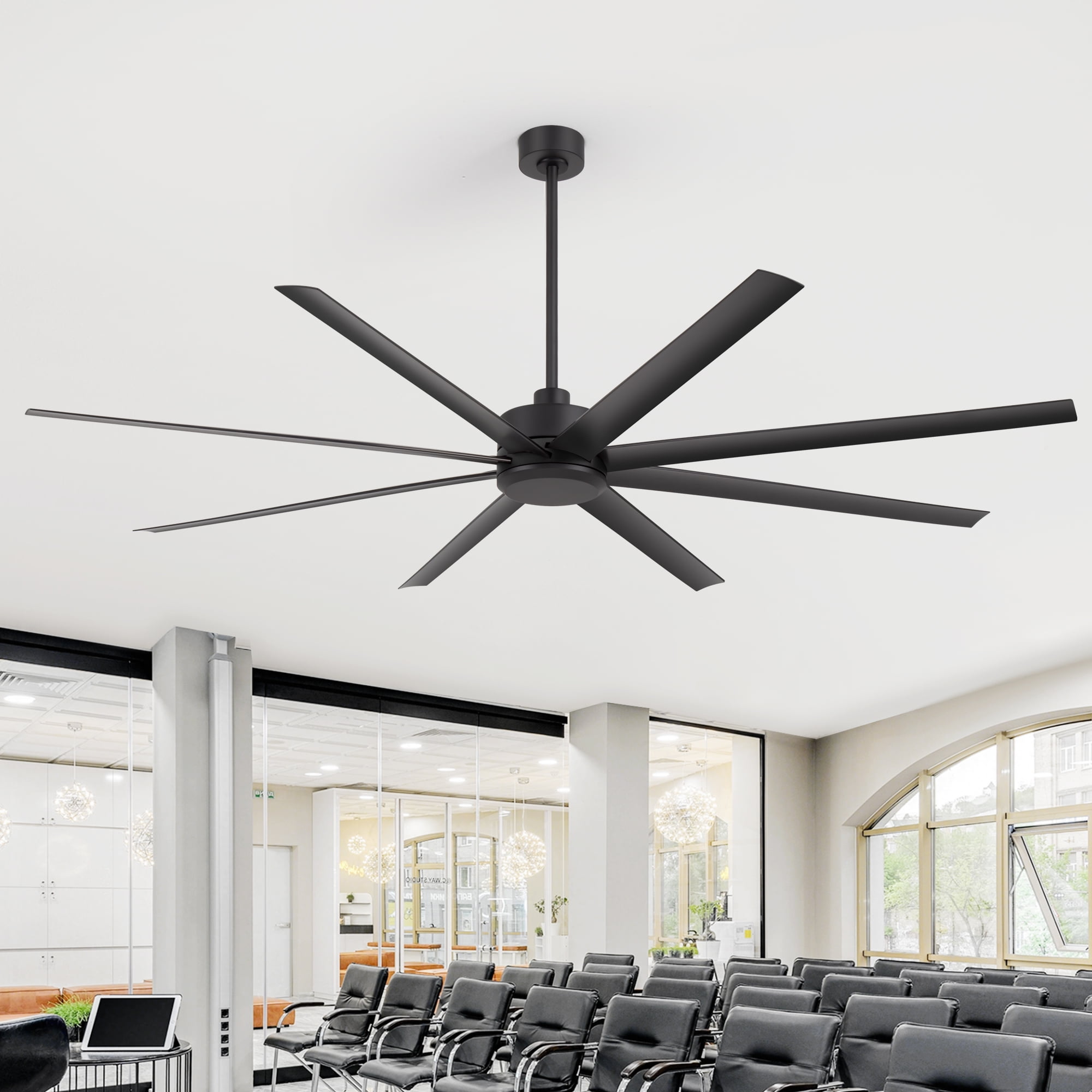 ALKAFY 84 inch Industrial Ceiling Fan - No Light, 8 ABS Blades, 6-Speed ...