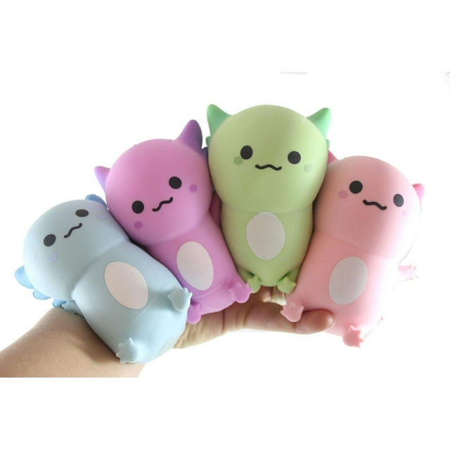 All 4 Axolotl Soft Creamy Doh Filled Squeeze Stress Balls Sensory