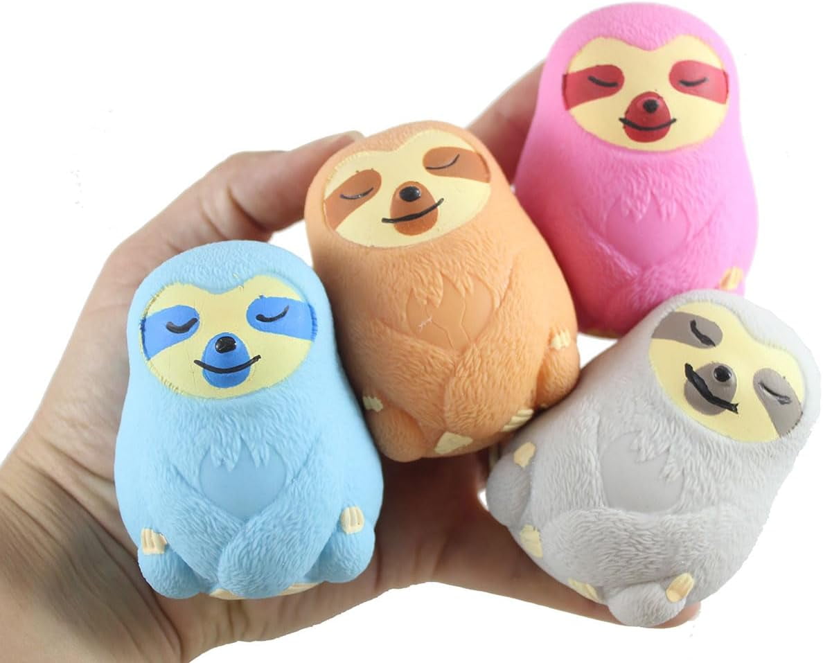 ALL 4 Marshmallow Sloth Animal Stress Balls - Ultra Soft Kneadable ...
