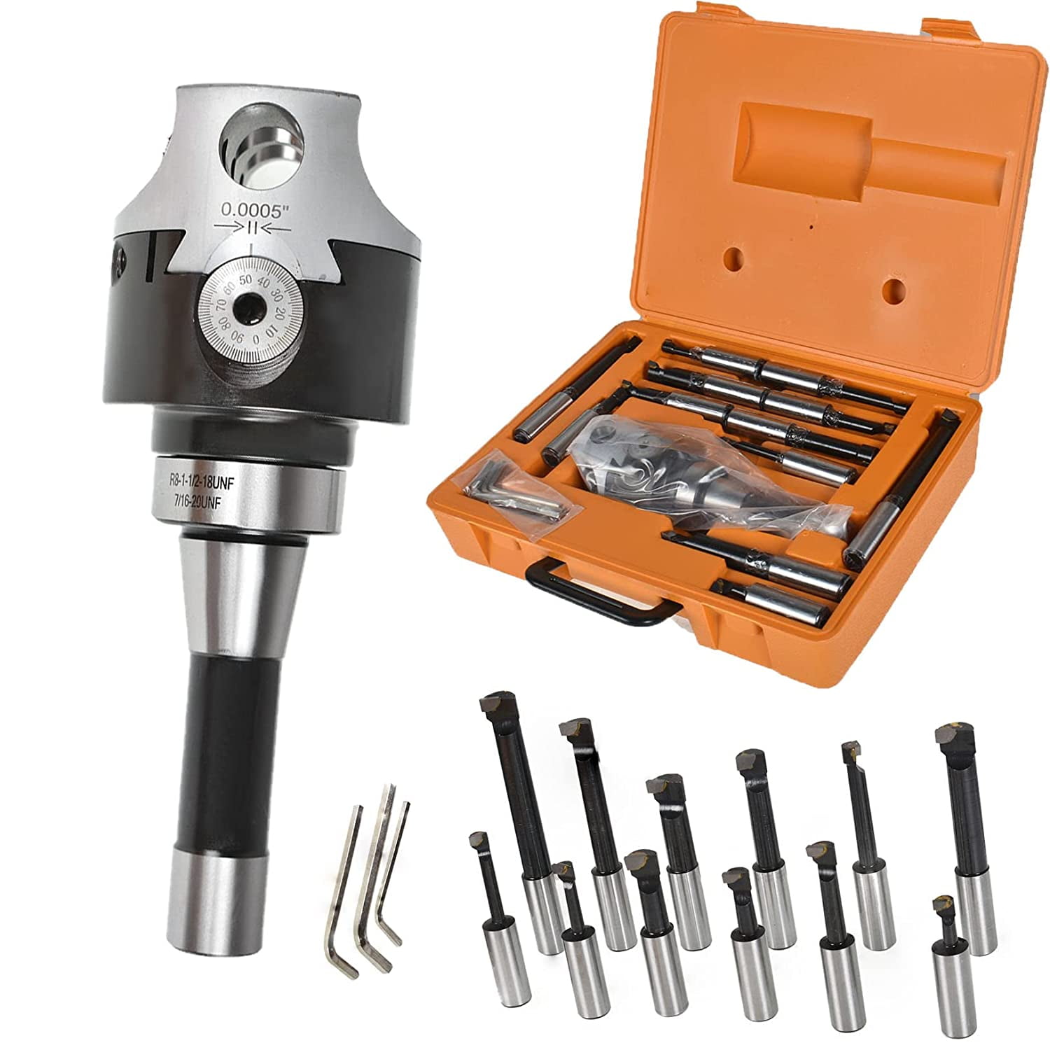 ALL-CARB 12-Pack 3In Boring Head R8 Shank 3/4In Carbide Boring Bar Set ...