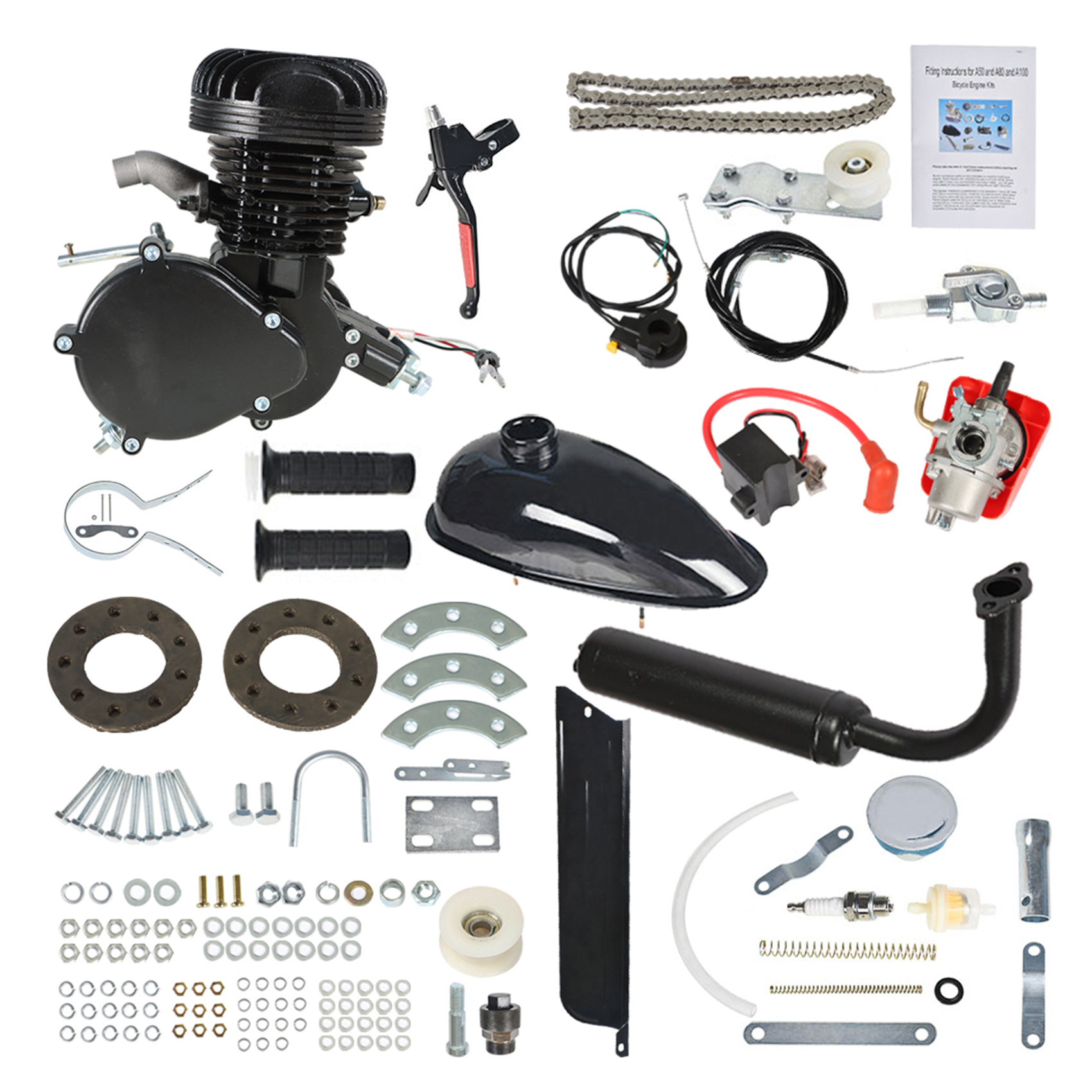 Ktaxon 80cc Bike Bicycle Motorized 2 Stroke Petrol Gas Motor Engine Kit ...