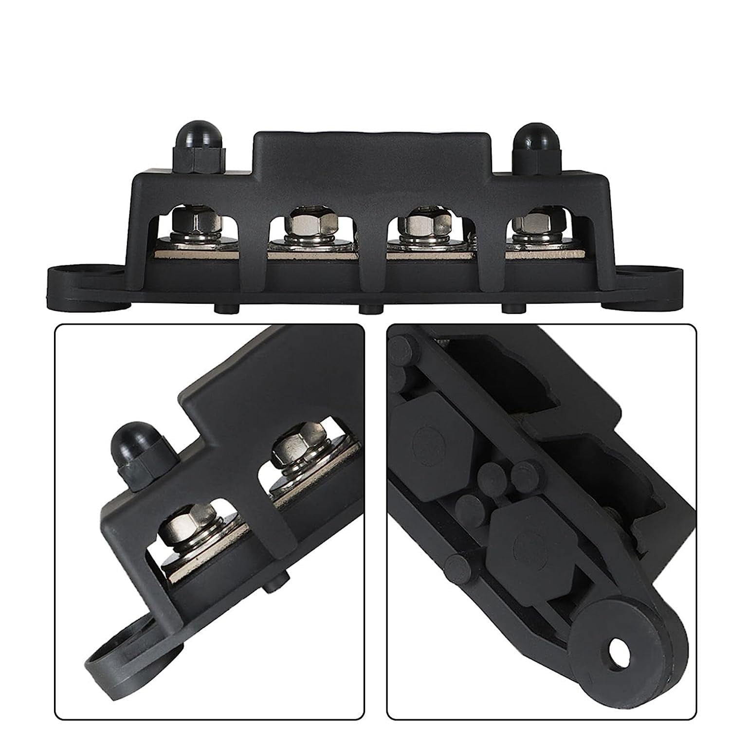 ALL-CARB 250A 12V With Cover 5/16" Black 4 Post Busbar Bus Bar Power ...