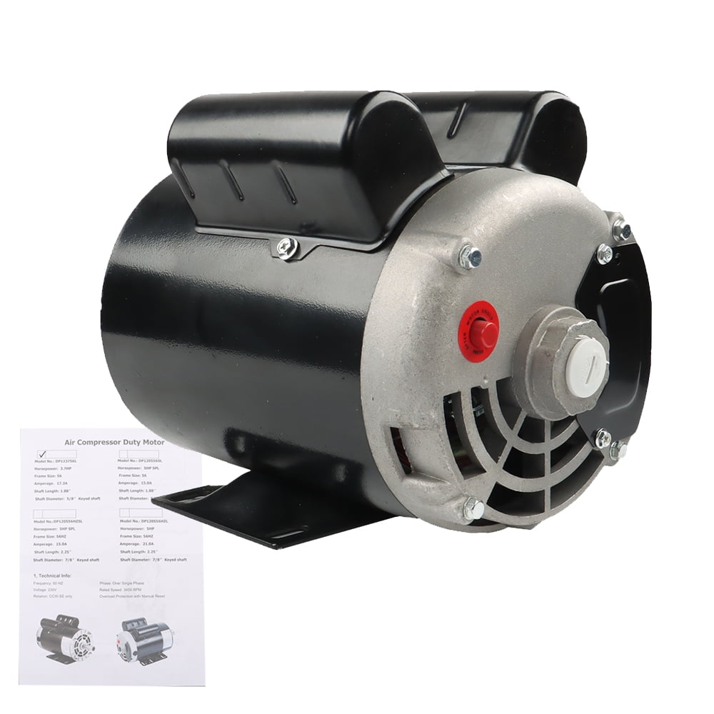 ALL-CARB 3.7HP Electric Motor 3450 RPM 56 Frame 1 Phase 5/8in Shaft ...