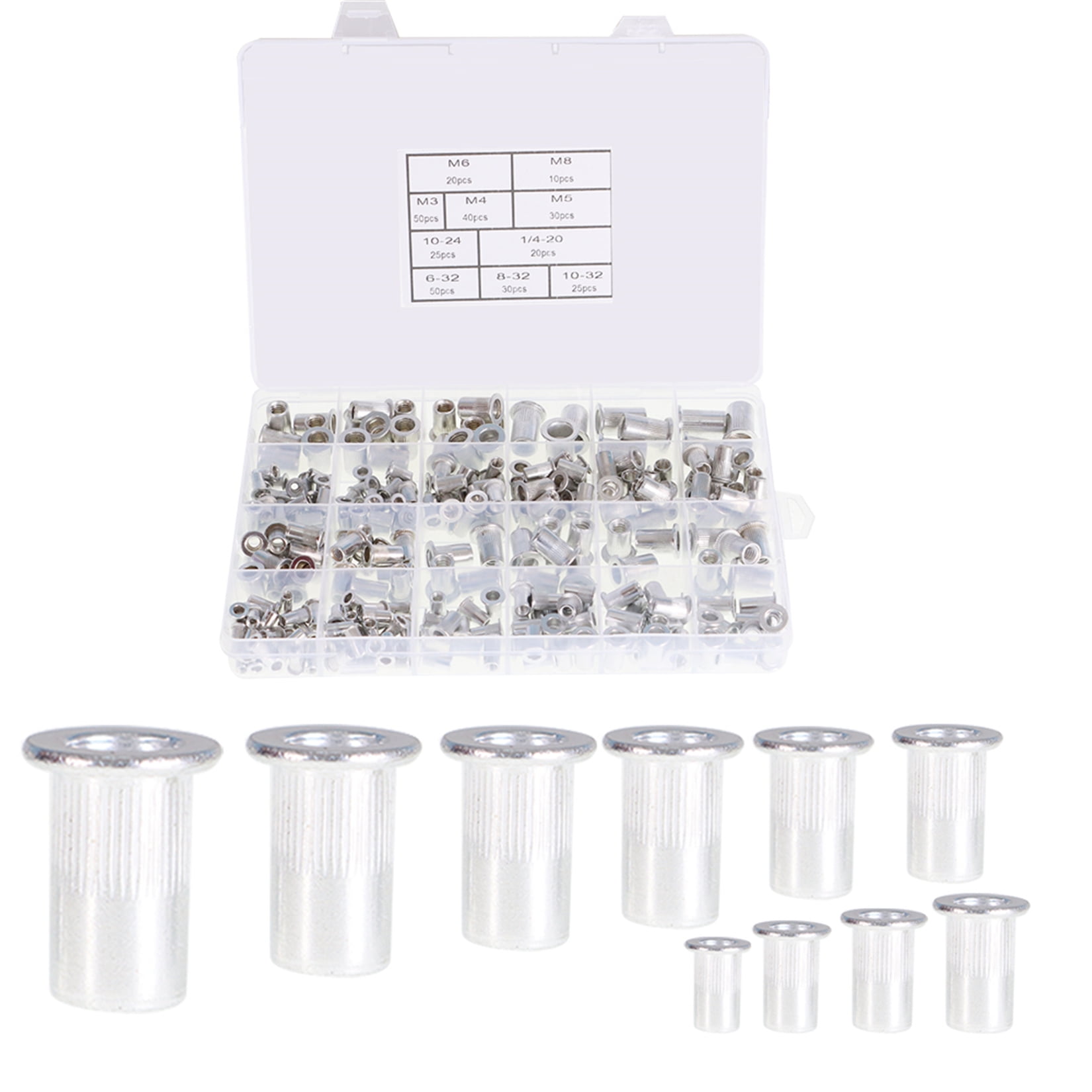 ALL-CARB 300 Pcs Aluminum Rivet Nut Rivnut Nutsert Kit 150pcs Metric ...