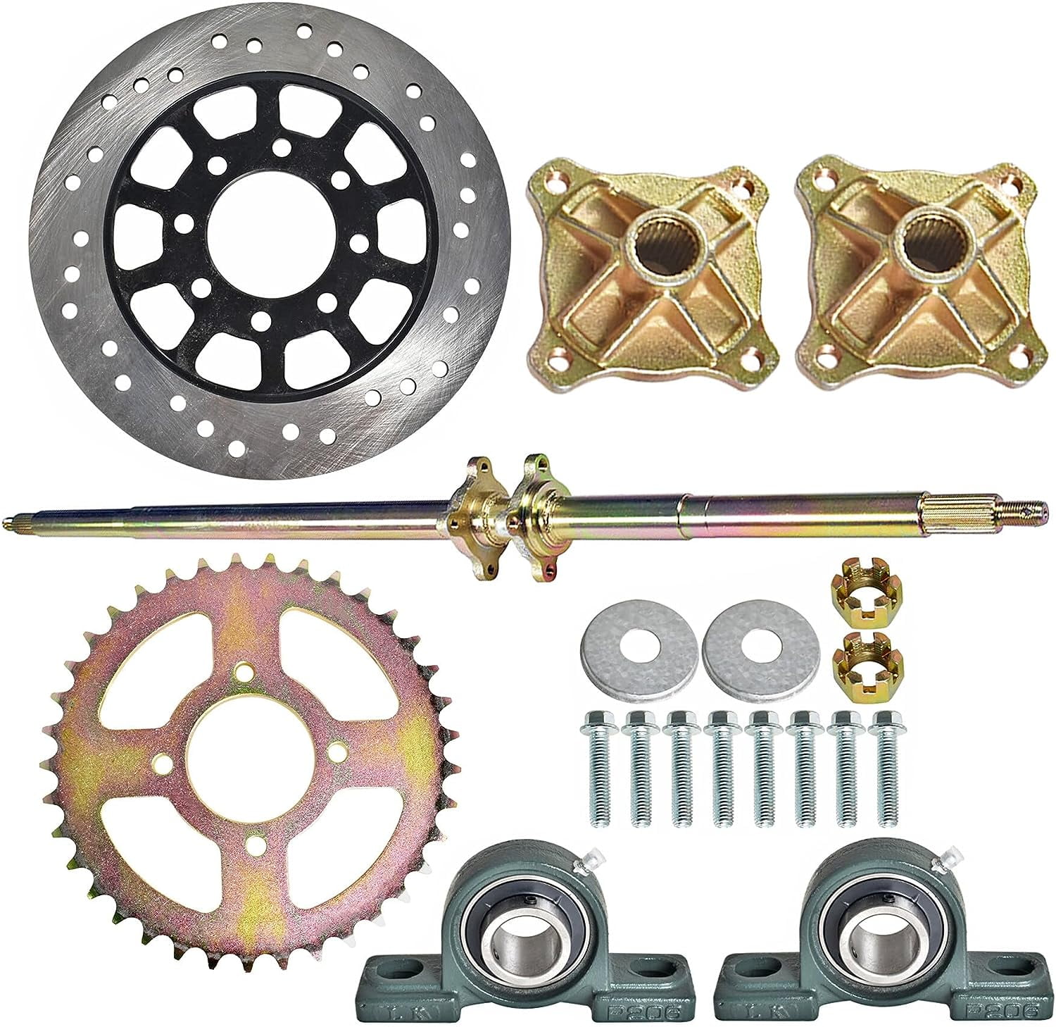 ALL-CARB 44 Go Kart Rear Axle Kit Replacement for DIY Rebuild Go Kart ...