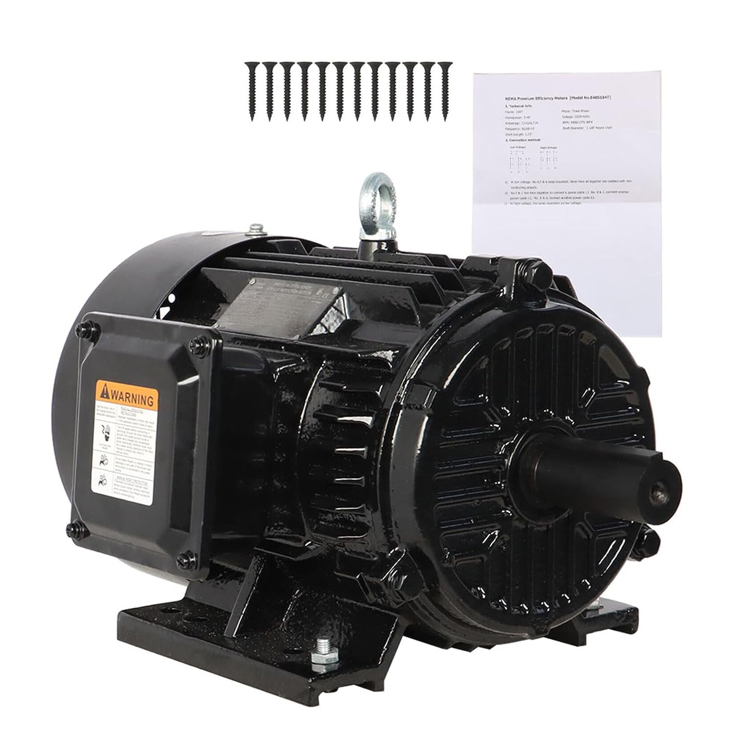 ALL-CARB 5 HP Electric Motor 184T Frame 1480/1770RPM 3 Phase Motor General Severe Duty Motor ...