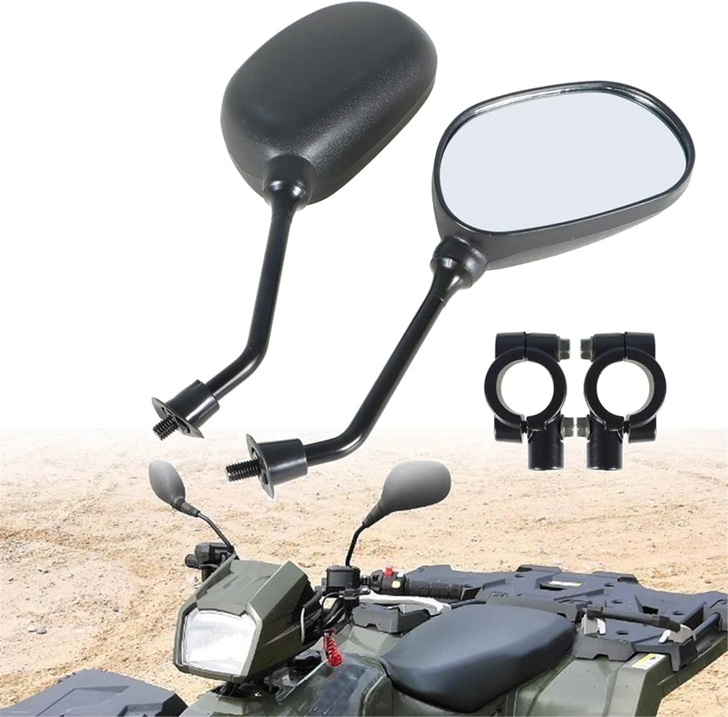 ALL-CARB ATV & Motorcycle Side Rear View Mirror Set 7/8 in Handlebars ...