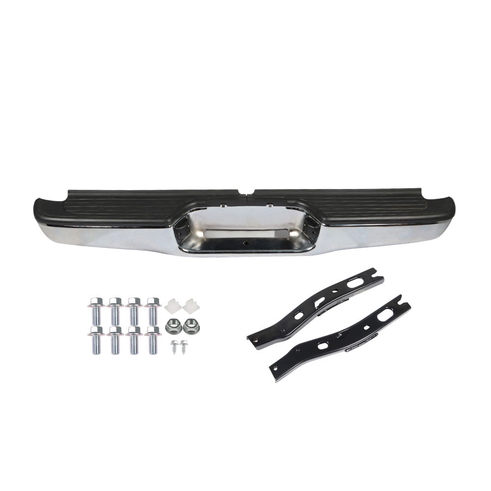 ALL-CARB Chrome Steel Rear Step Bumper Face Bar Assembly Replacement ...