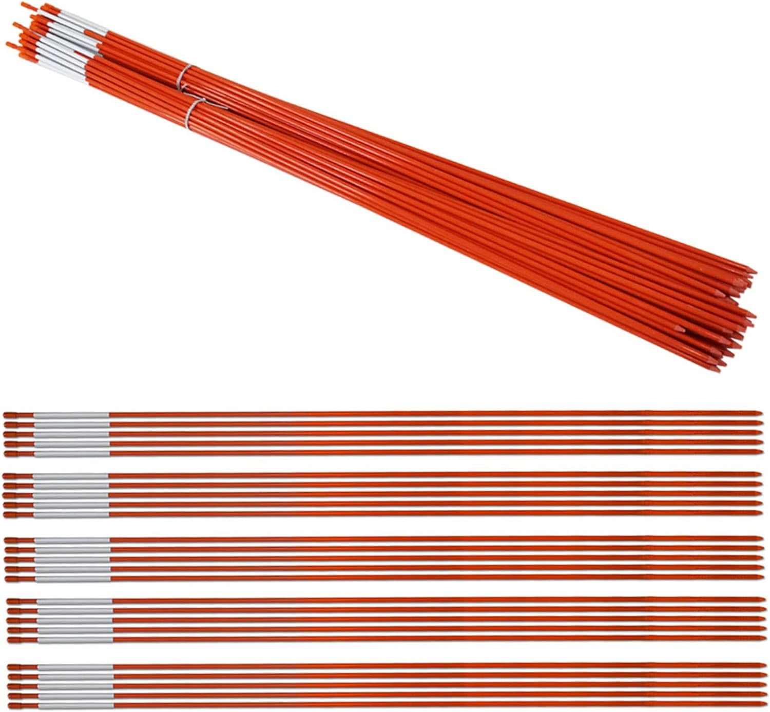 ALL-CARB Driveway Marker Refective 48 inch Snow Stakes Plow Fence Tape ...